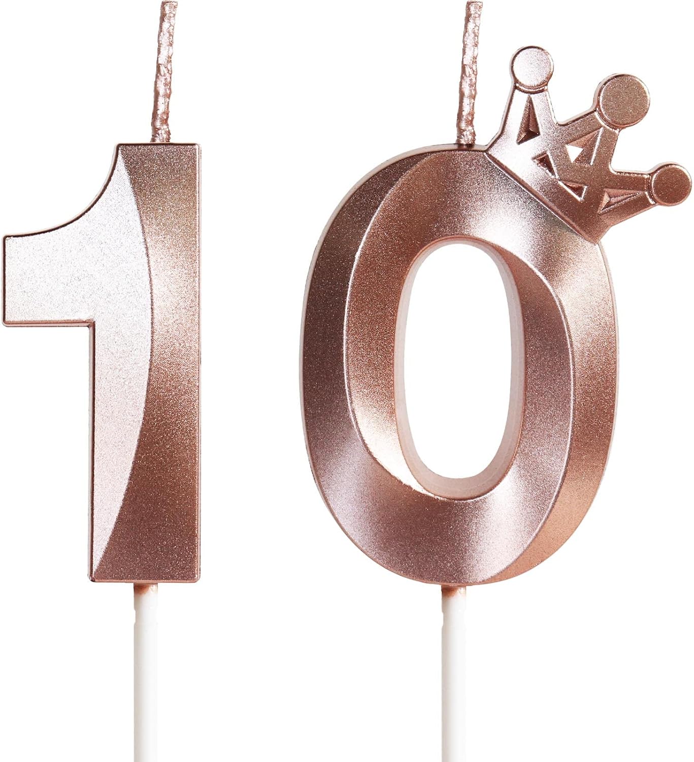 Amazon.com: 10th Birthday Candles for Cake, Number 10 Rose Gold Candles ...