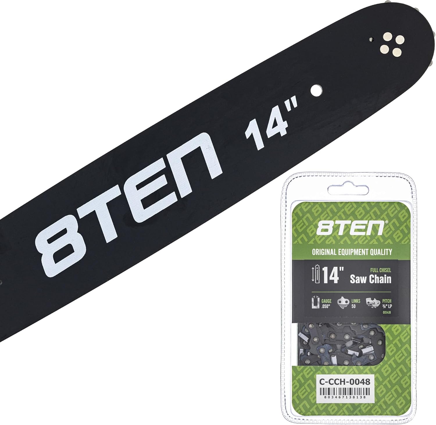 Amazon.com: 8TEN 14" Chainsaw Guide Bar & Chain .050 3/8LP 50DL for ...