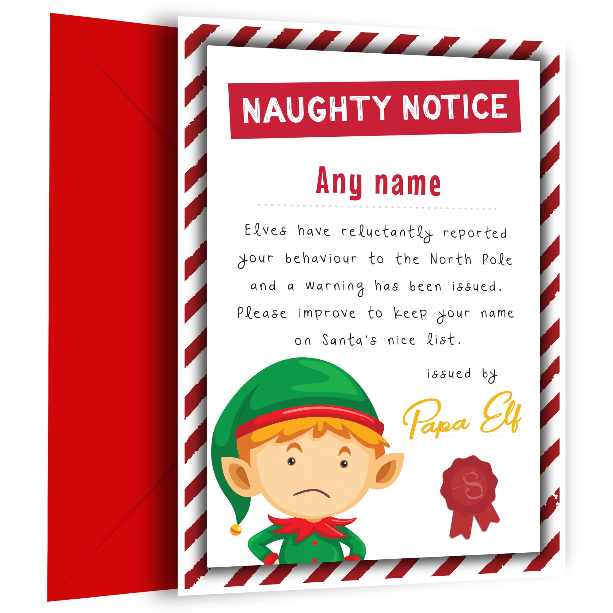 Buy Personalised Elf Report Card for Kids - Naughty List/Notice Letter ...