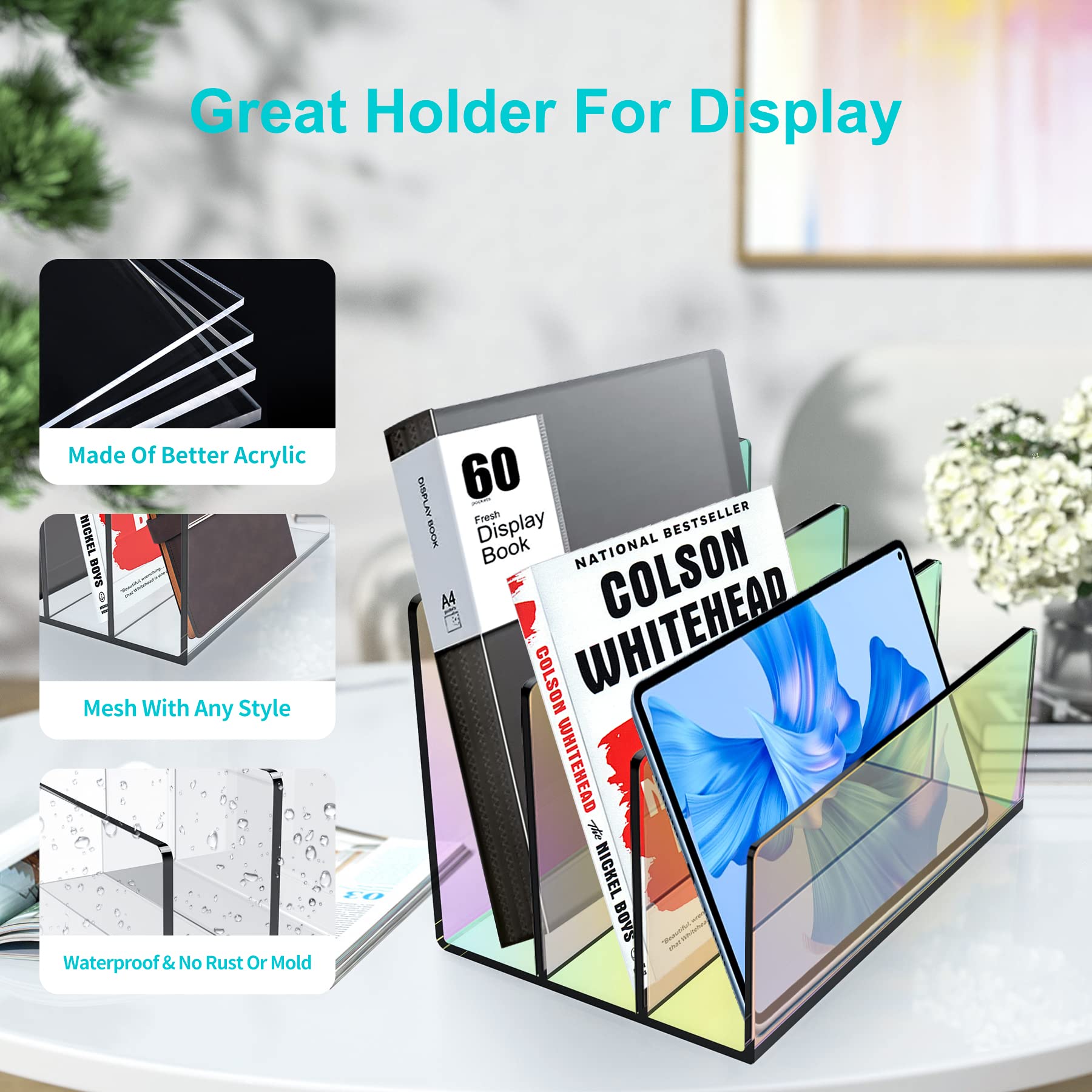Snapklik.com : Acrylic File Holder,1PC 3 Sections Rainbow File ...