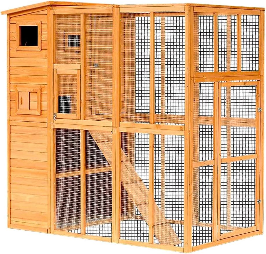 InTheMarket Cat House Outdoor – Spacious Multi-Level Pet Cage, Weather ...