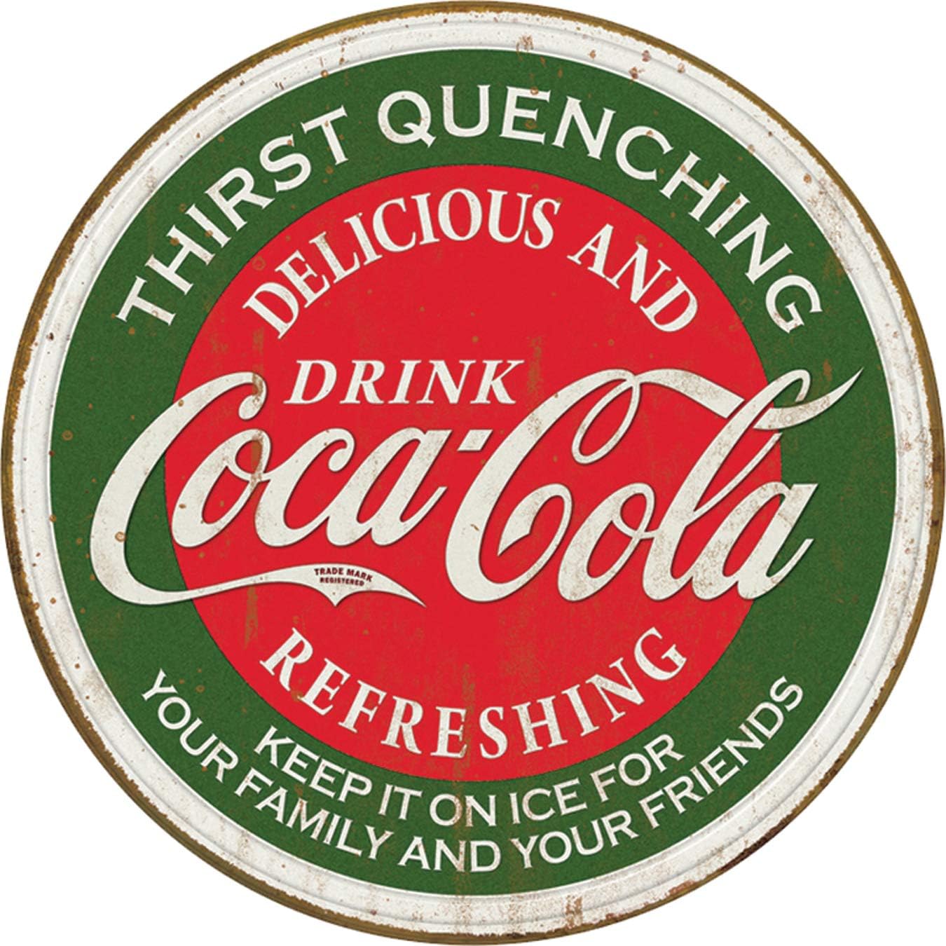 Amazon.com: Tin Sign "Coke - Round Keg Label": Decorative Signs ...