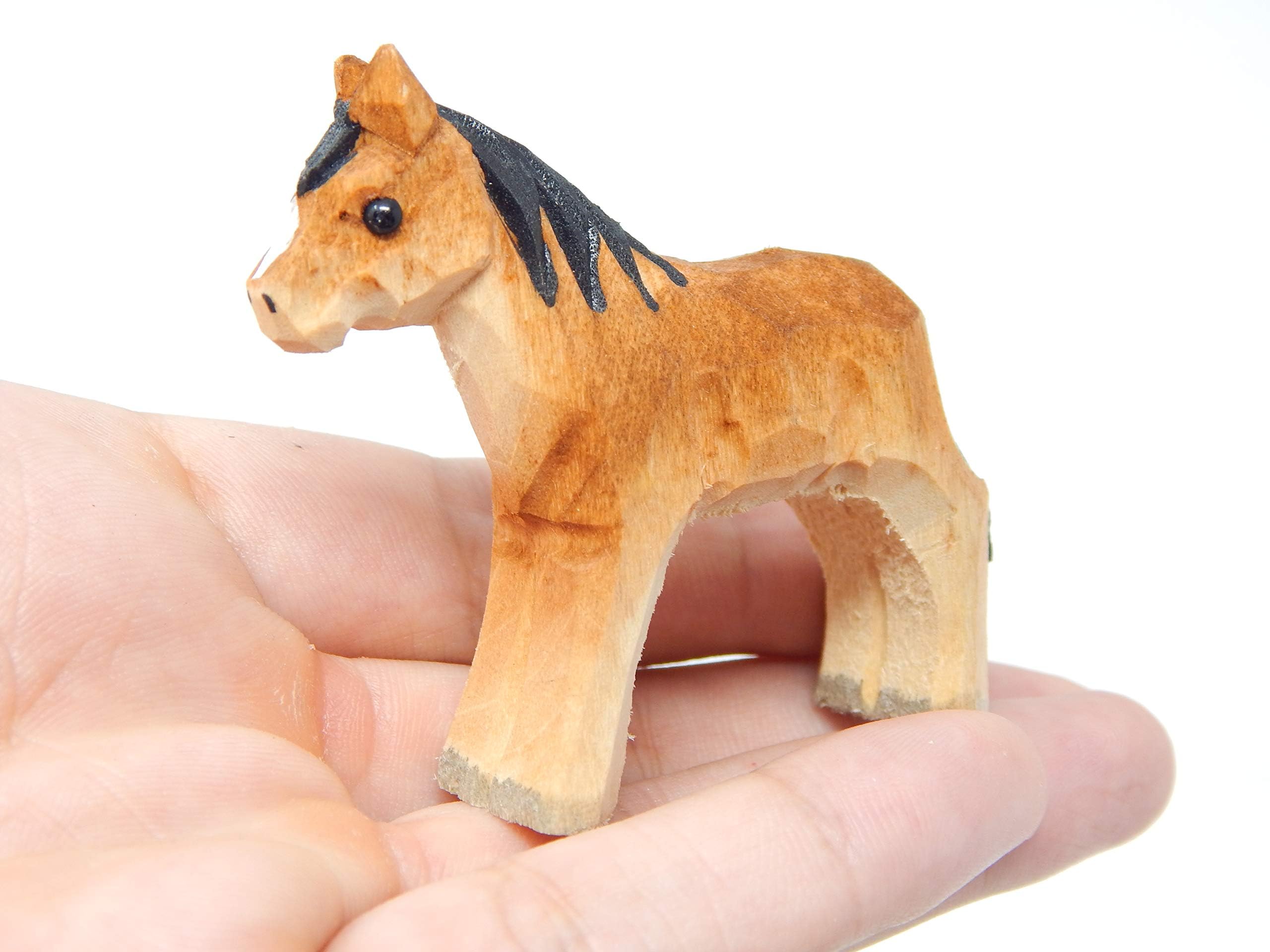 Amazon.com: TALKLEK Handmade Wooden Donkey Figurine Wood Carved Donkey ...