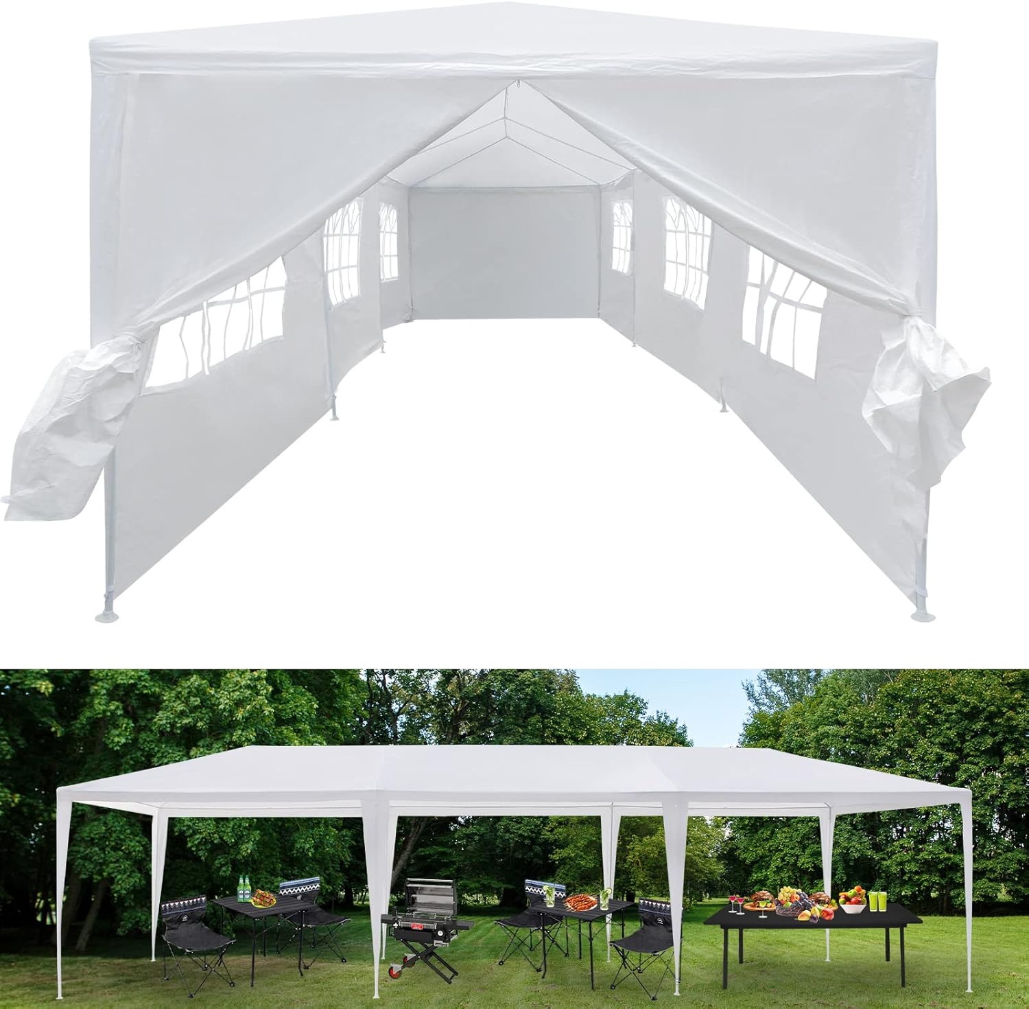 Amazon.com : 10'x30' Waterproof Tent Sturdy Steel Frame with 8 ...