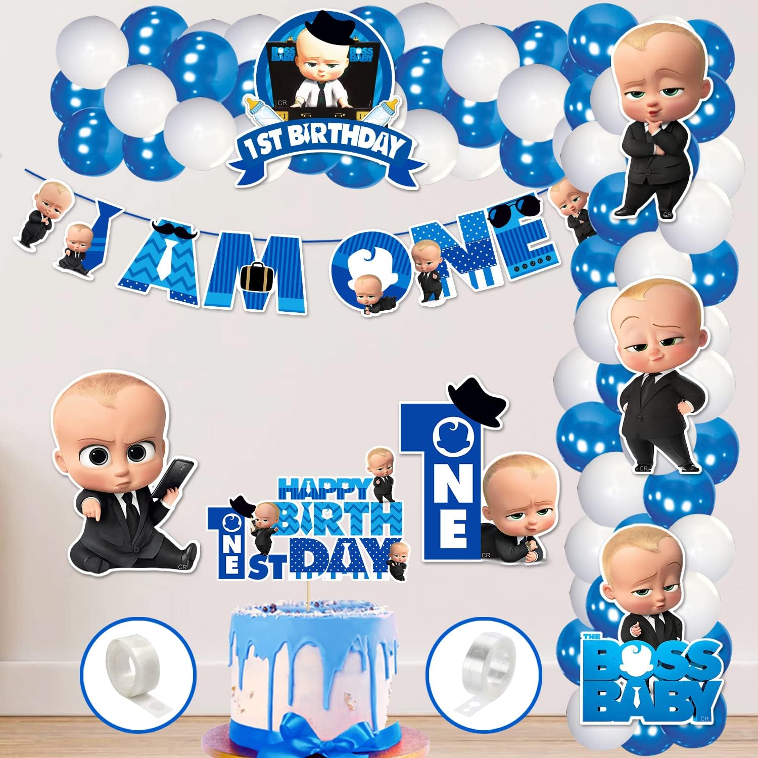 Zyozique 1st Birthday Boss Baby Theme Balloon arc decoration,Boss Baby ...