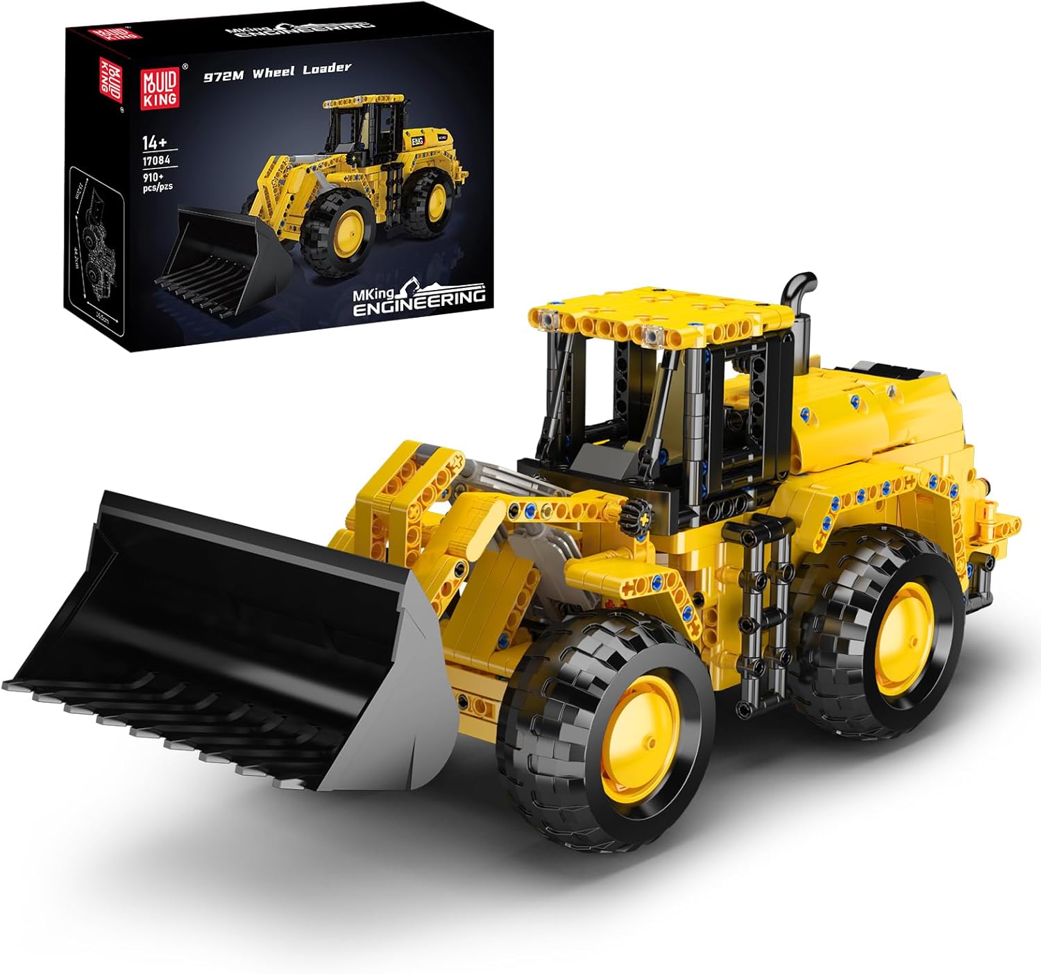 Mould King 17084 Technic 972M Wheel Excavator Loader, Building Block ...