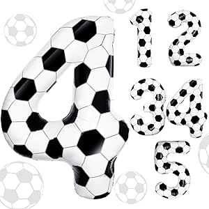 Amazon.com: Lunmon Soccer Number 4 Balloons 40 Inch Soccer Foil Number ...