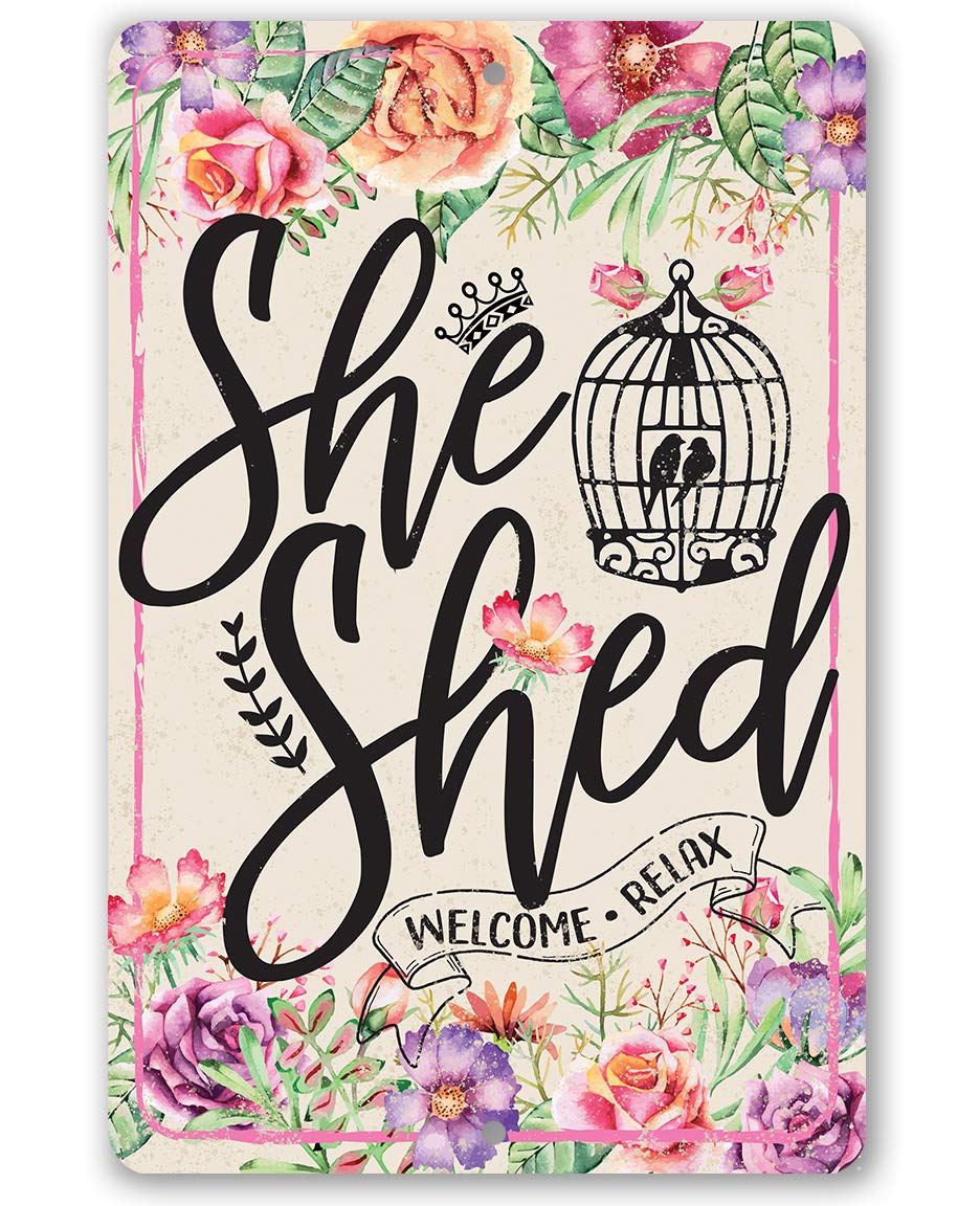 Amazon.com: She Shed Sign - Pink - Metal Sign - Indoor/Outdoor Shed Art ...