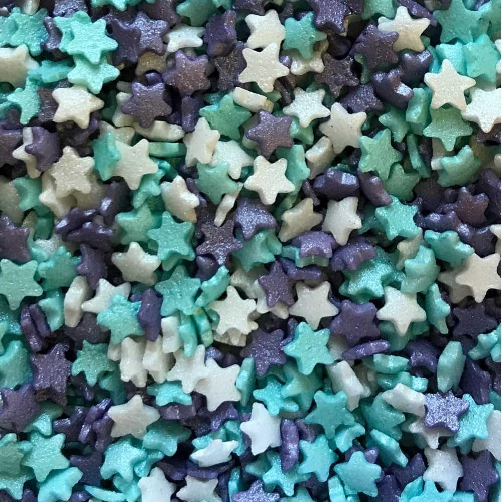 ICE STARS Sprinkles glimmer mini stars edible sugar cake decorations ...