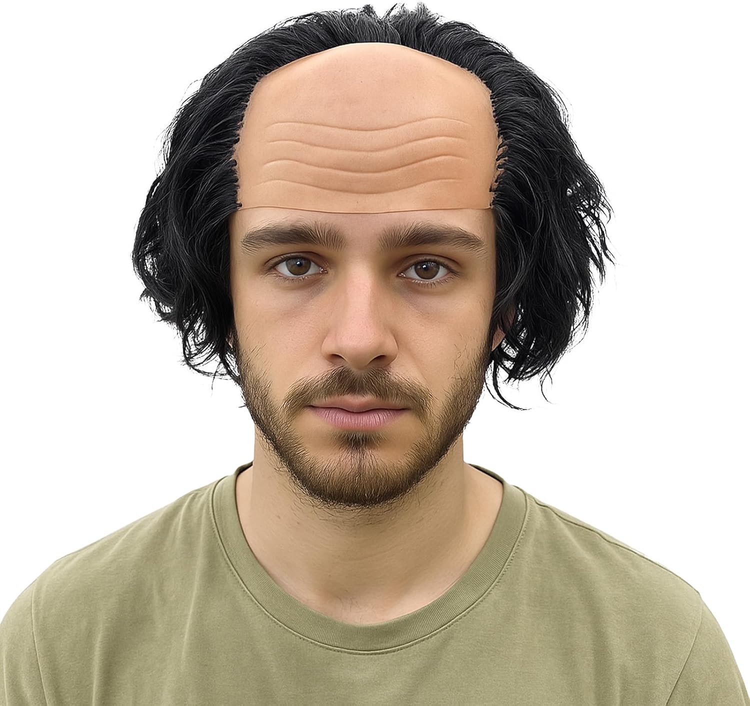 AYNKH Adult Wig Realistic Baldy Man Funny Cosplay Costume, Combed-Over ...