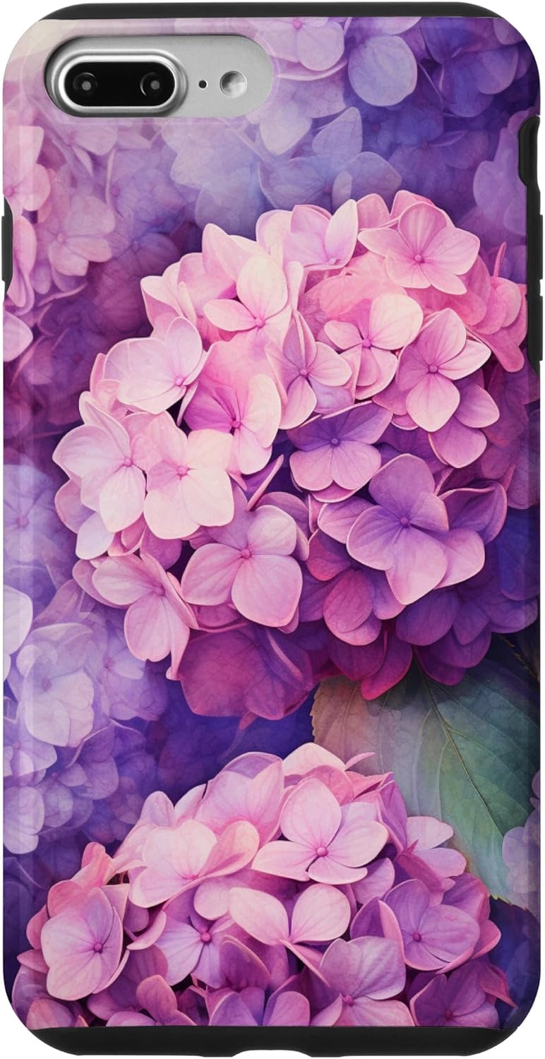 Amazon.com: iPhone 7 Plus/8 Plus Vintage Floral Purple Hydrangeas ...