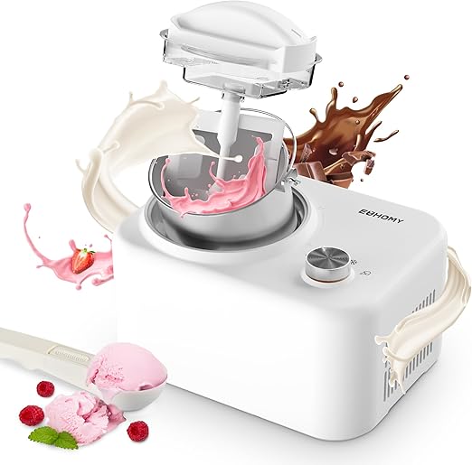 EUHOMY Ice Cream Maker with Compressor, Ice Cream Machine, Small Ice ...