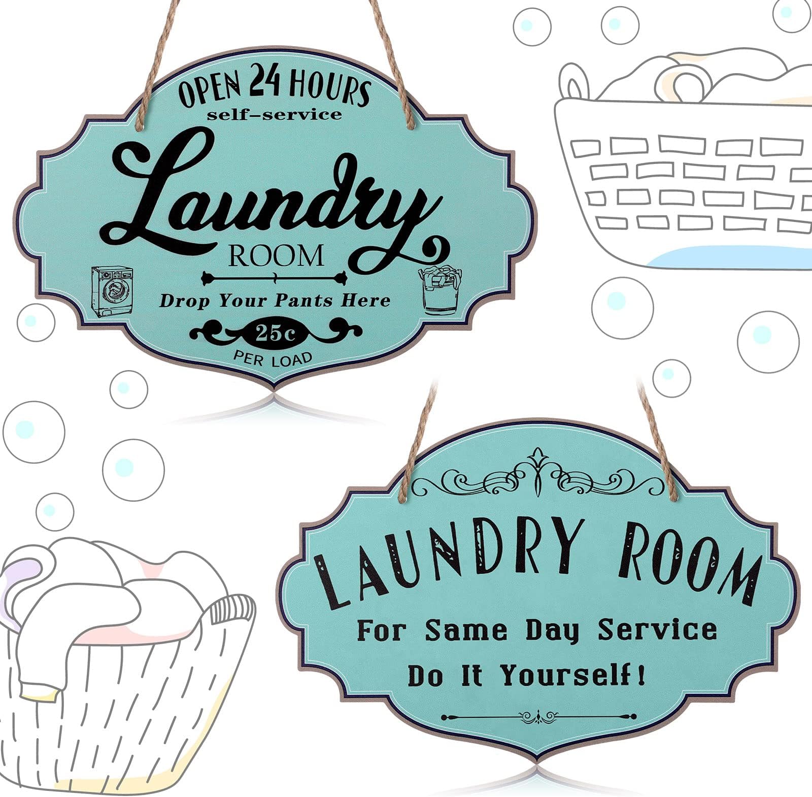 Amazon.com: Zhengmy 2 Pieces Laundry Room Decors Retro Metal Tin Signs ...