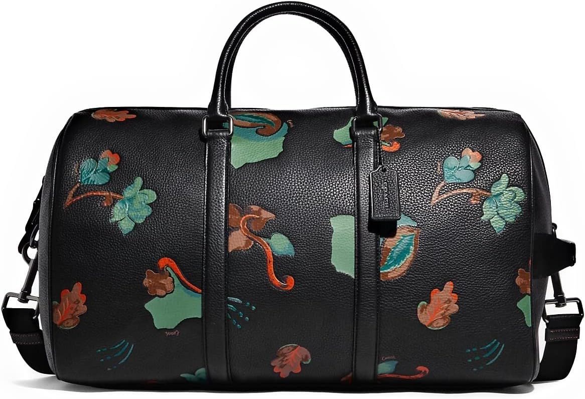 Amazon.com | COACH Gotham Duffle Bag With Dreamy Leaves Print QB/Black ...