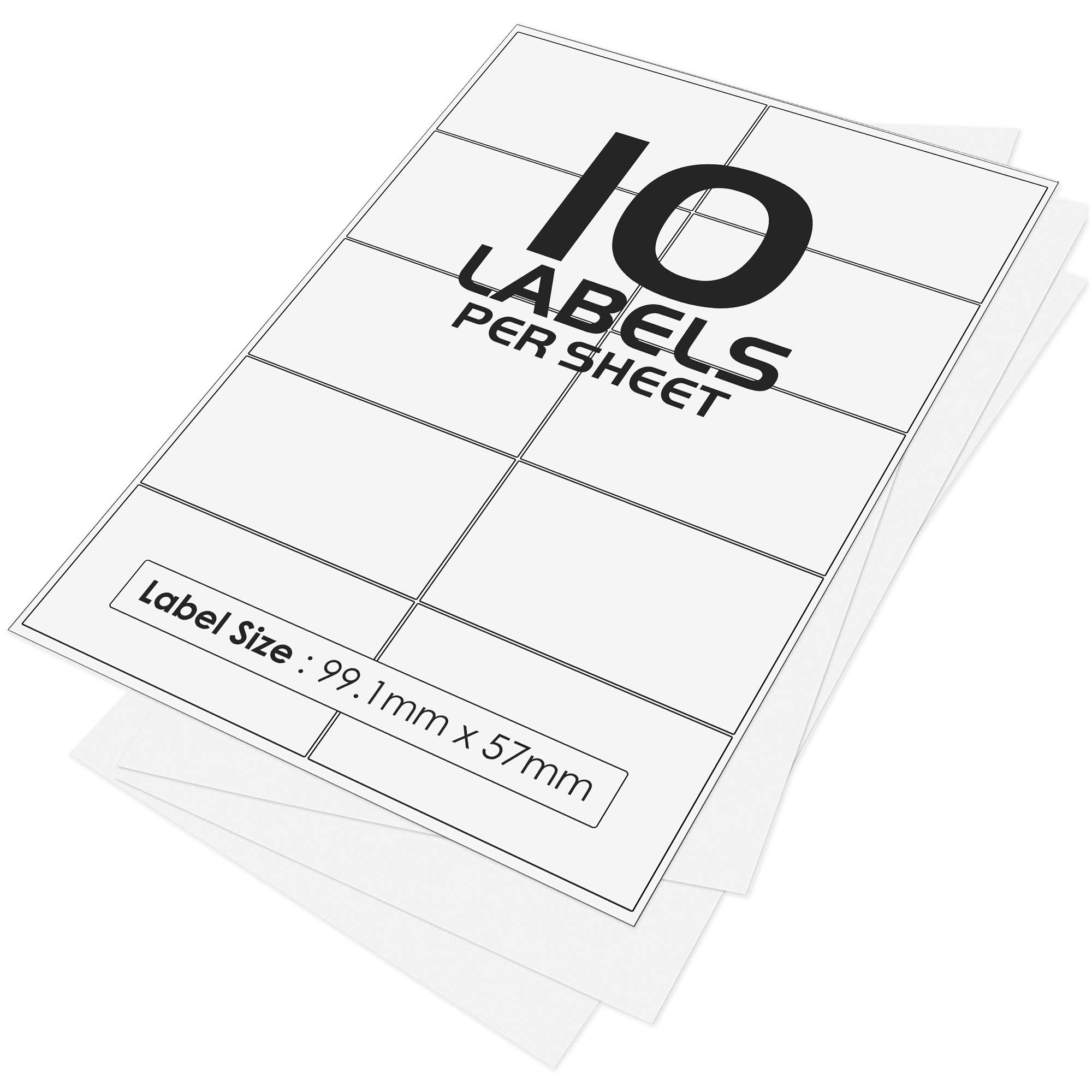 10 Per Page/Sheet, 10 Sheets (100 Sticky Label), iSOUL White Blank Matt ...