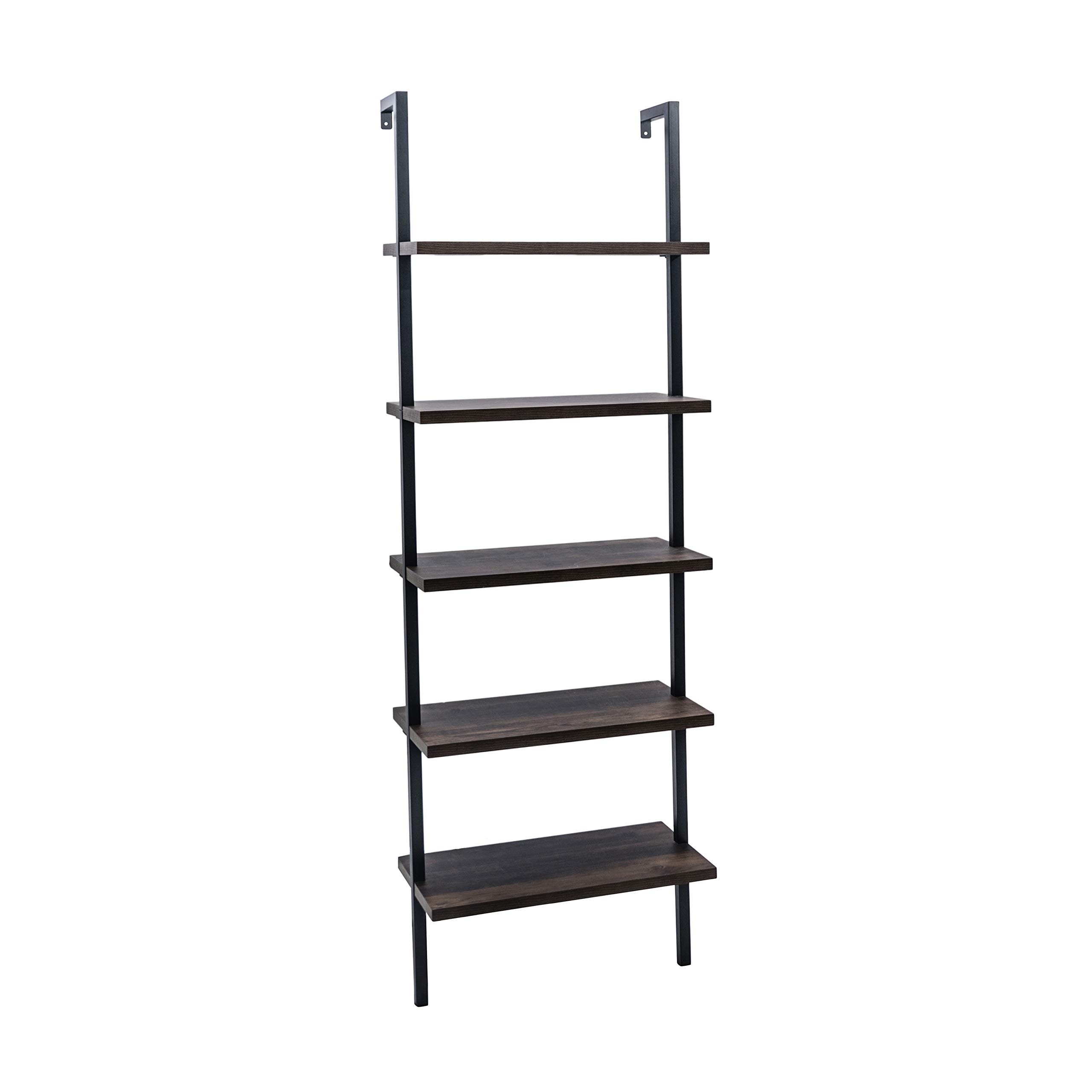 Nathan James Theo 5-Shelf Wood Modern Bookcase, Open Wall Mount Ladder ...