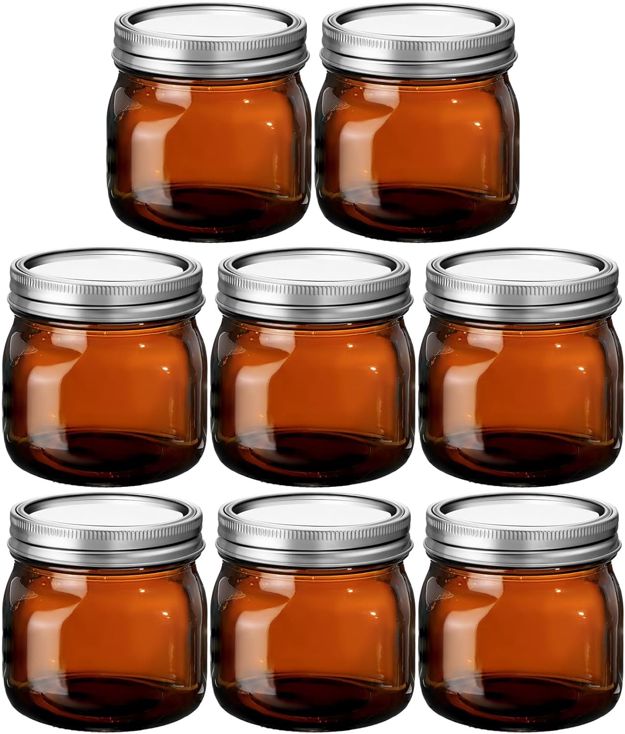 Amazon.com: Bokon 8 Pieces Glass Mason Jars 16 oz Wide Mouth with ...