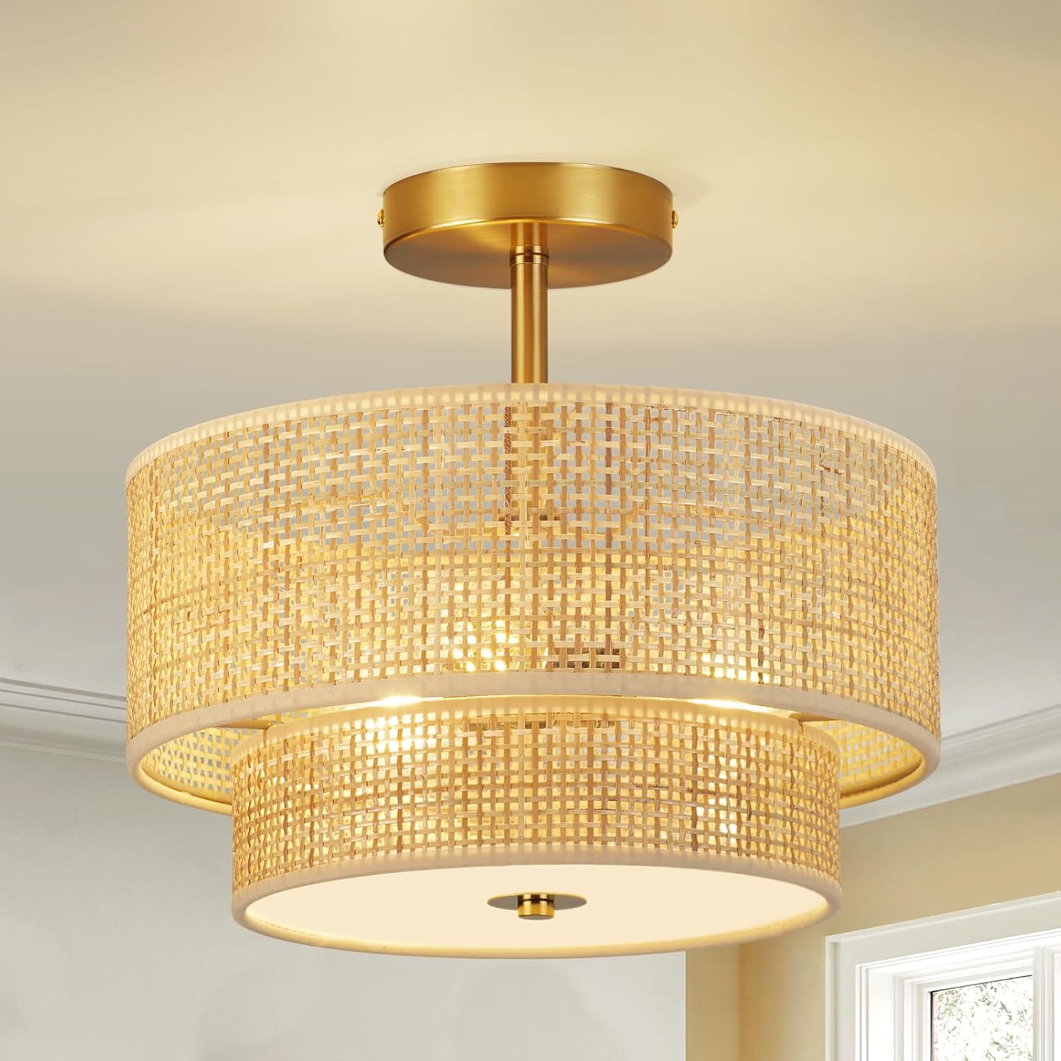 Boho Light Fixture Ceiling Mount,13'' Semi Flush Mount Ceiling Lights ...