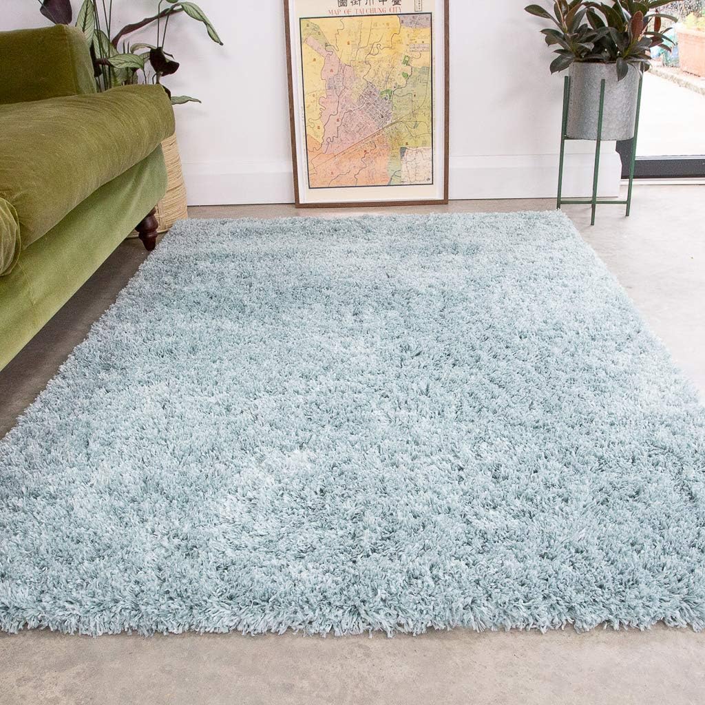 Modern Thick Duck Egg Shaggy Area Rug Duckegg Blue Durable Super Soft ...