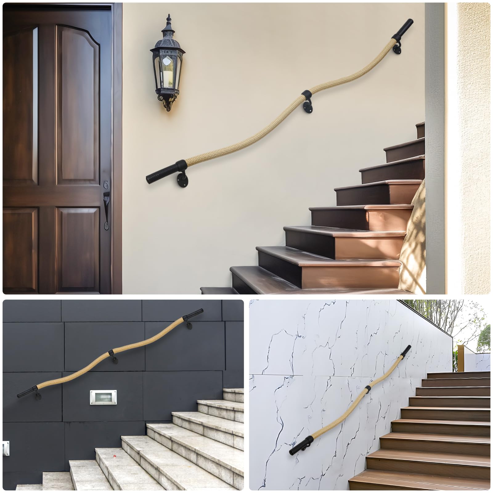 Snapklik.com : Rope Stair Railing 1.5 Inch Round Hand Rails For Indoor ...