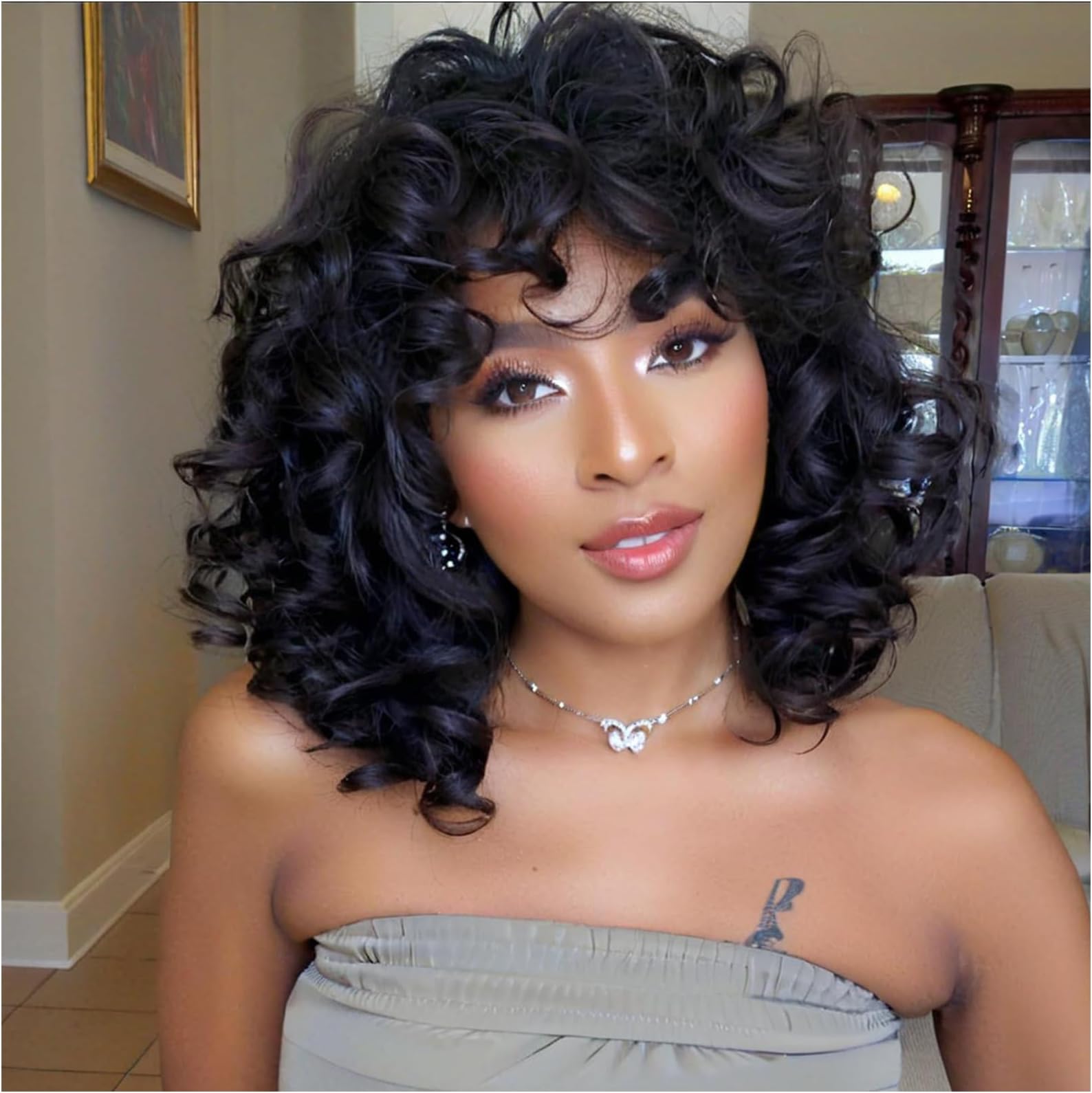 Amazon.com : BeiSDWig Short Afro Curly Bob Wig Bob Wigs for Black Women ...