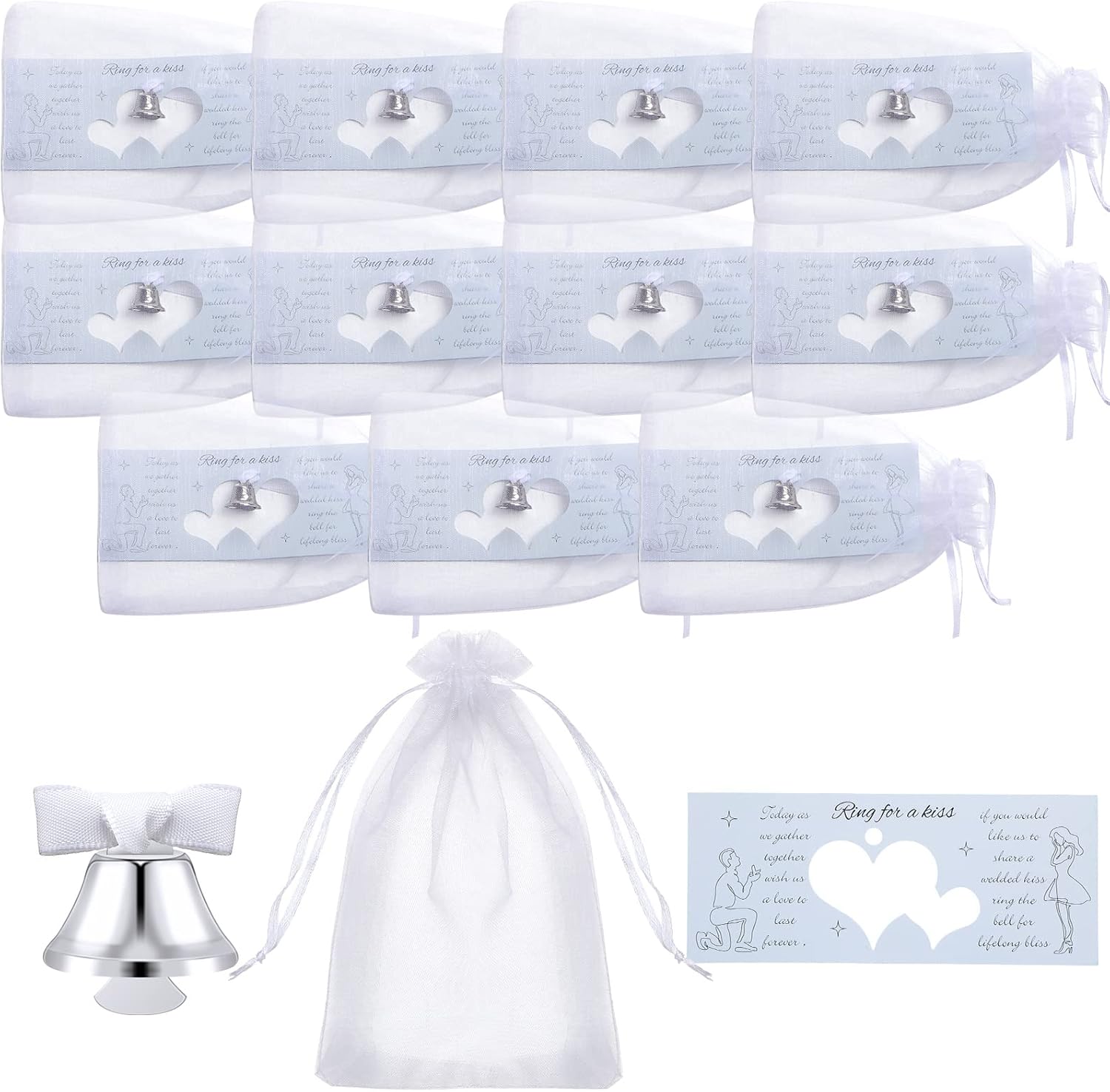 Amazon.com: 100 Set Wedding Bells with Reception Cards Guests Wedding ...