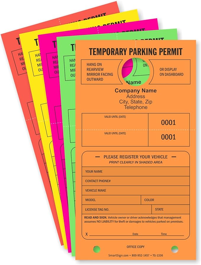 Amazon.com : SmartSign 50-Pack Custom Temporary Parking Permit Hang ...