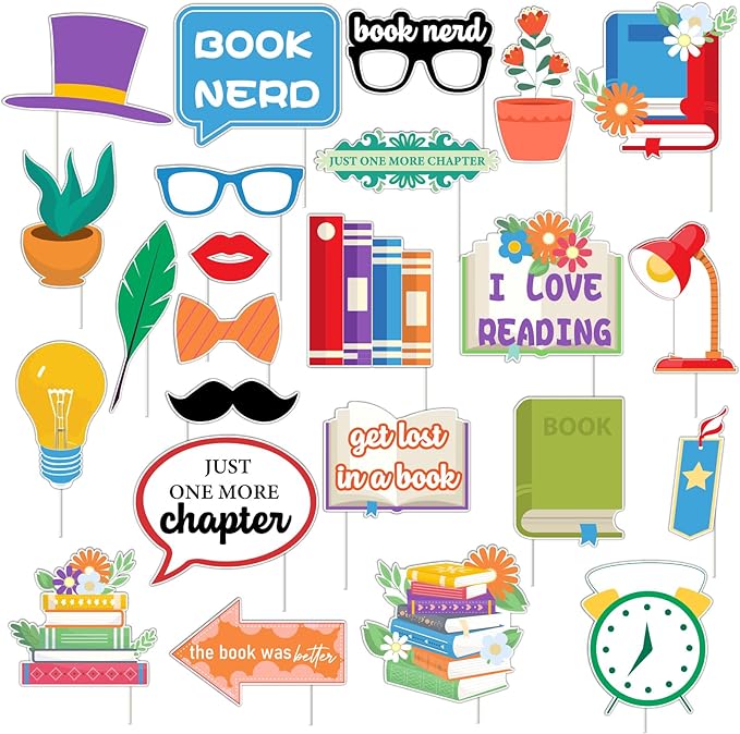 Amazon.com: Balterever Reading Party Decorations 24PCS Book Club Photo ...