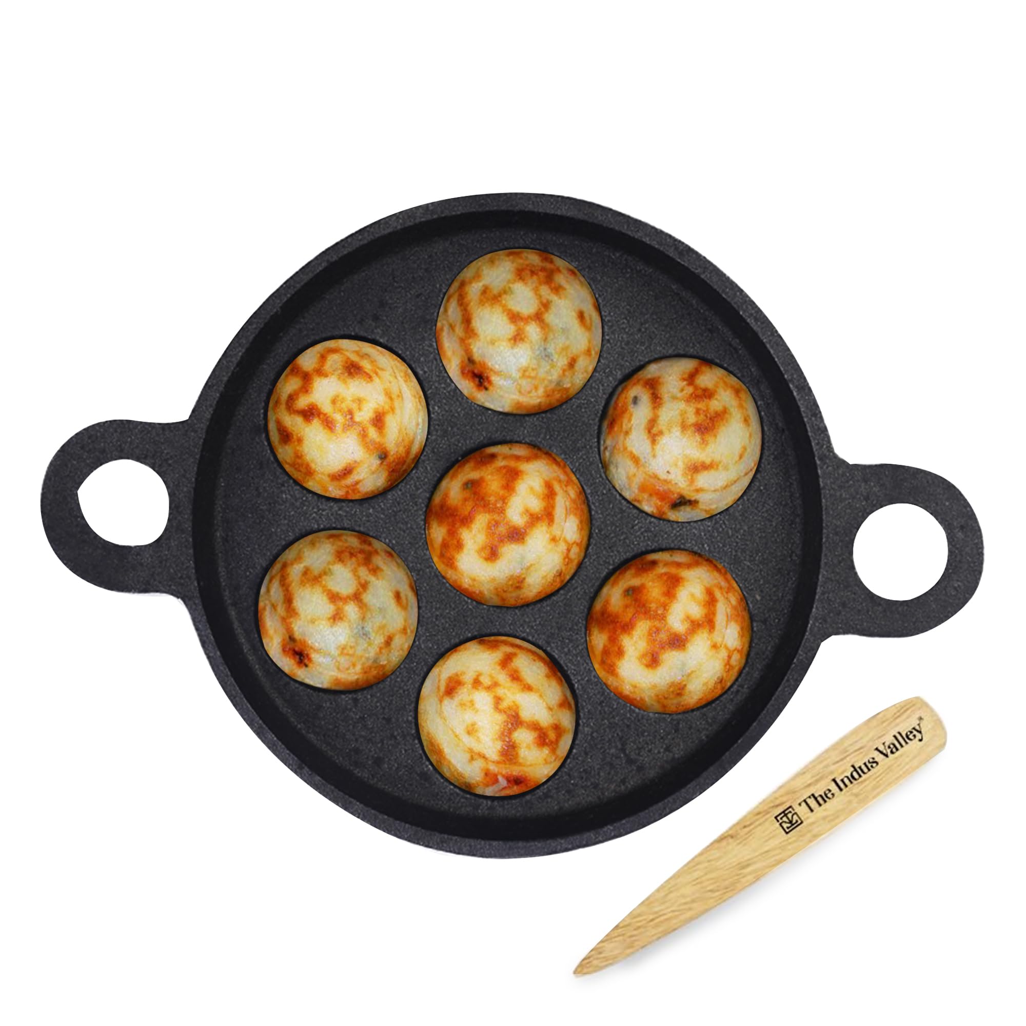 Buy The Indus Valley Super Smooth Cast Iron Paniyaram Pan With Free ...