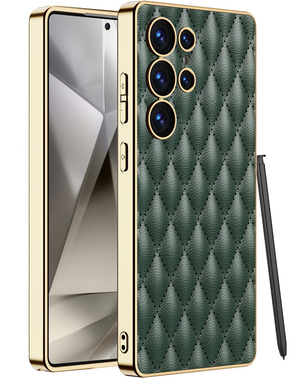 Amazon.com: Miimall Case for S25 Ultra Phone for Women Girls, Luxury Quilted Leather [Raised ...