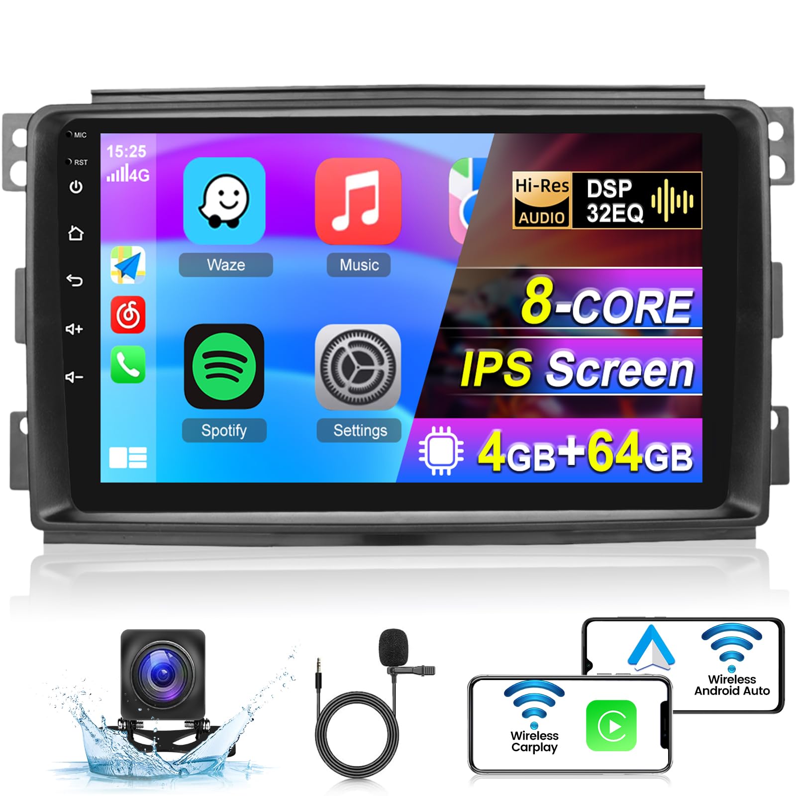 Amazon.com: [4G+64G] 8-Core Car Radio for Mercedes Benz Smart Fortwo ...