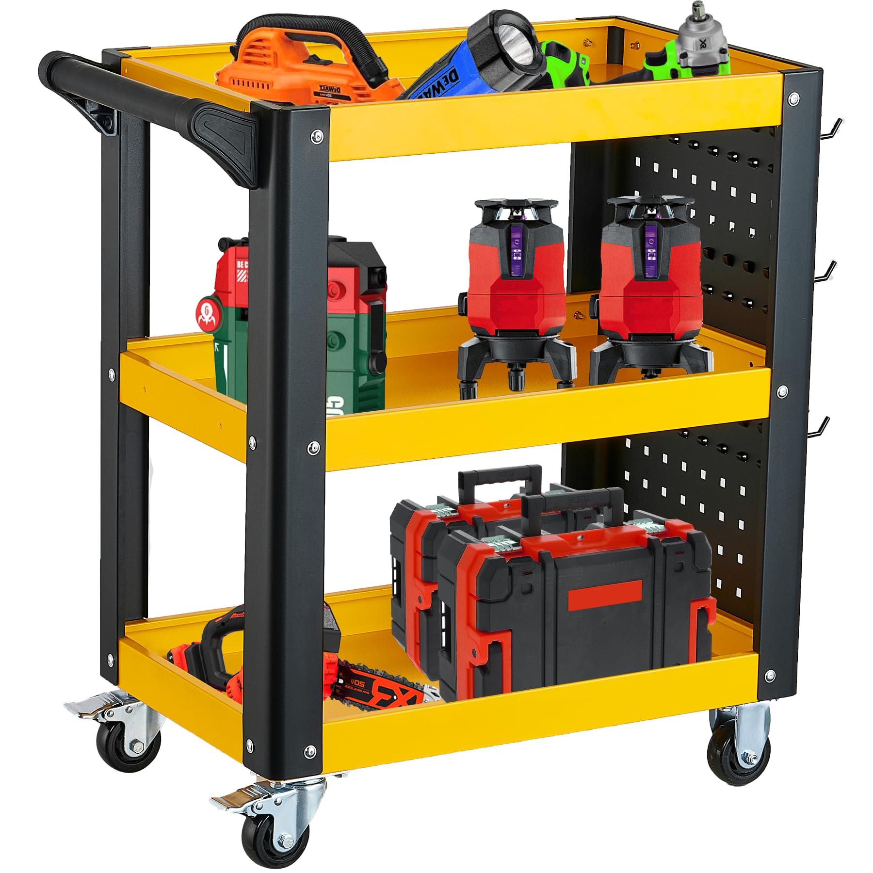 Portable Tool Carts On Wheels 3 Tier Rolling Tool Cart 330 Lbs
