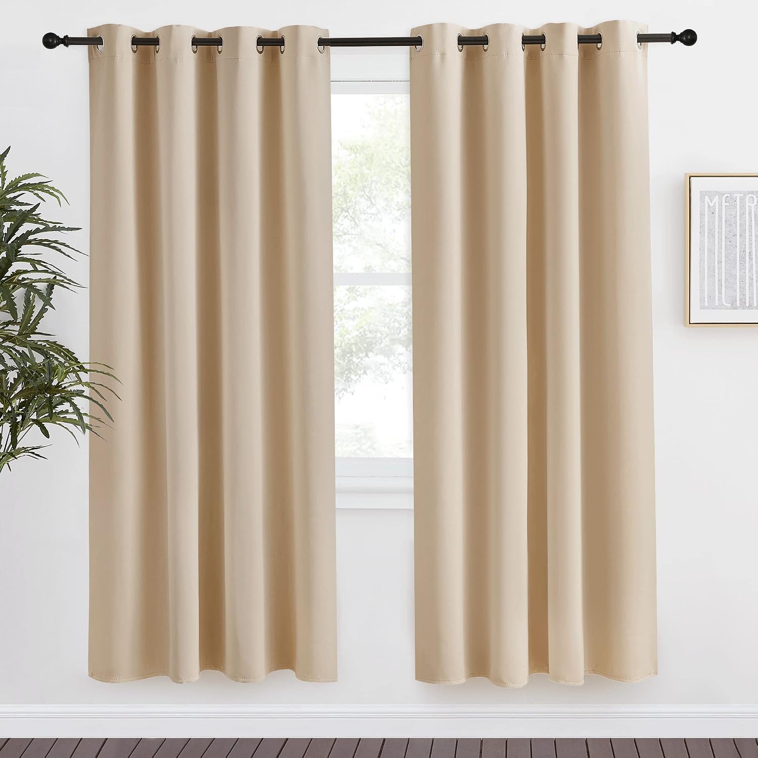 Amazon.com: NICETOWN Room Darkening Biscotti Beige Curtain, 55x78 ...