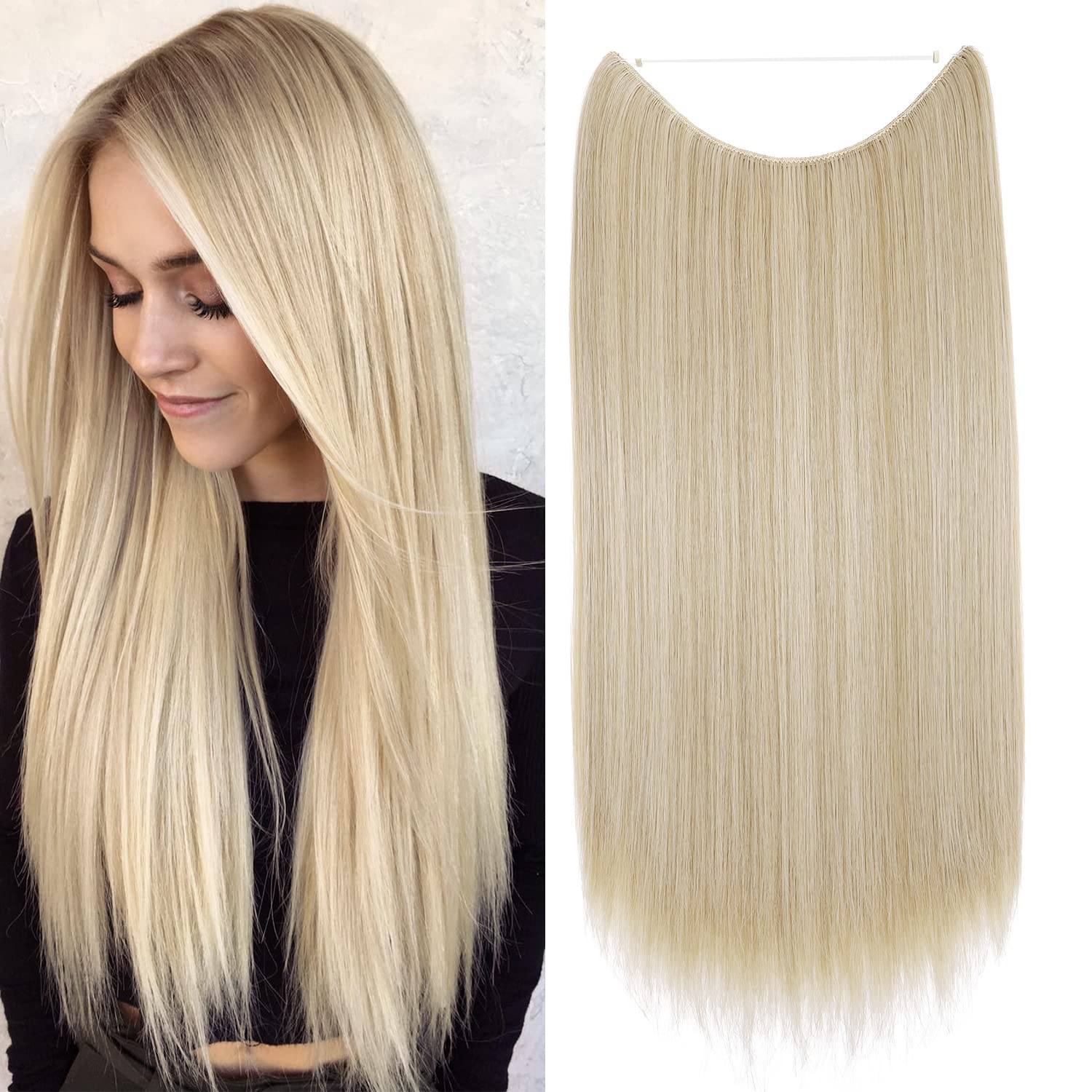 Hairro Invisible Wire Hair Extensions Halo Hair Extension Hidden ...