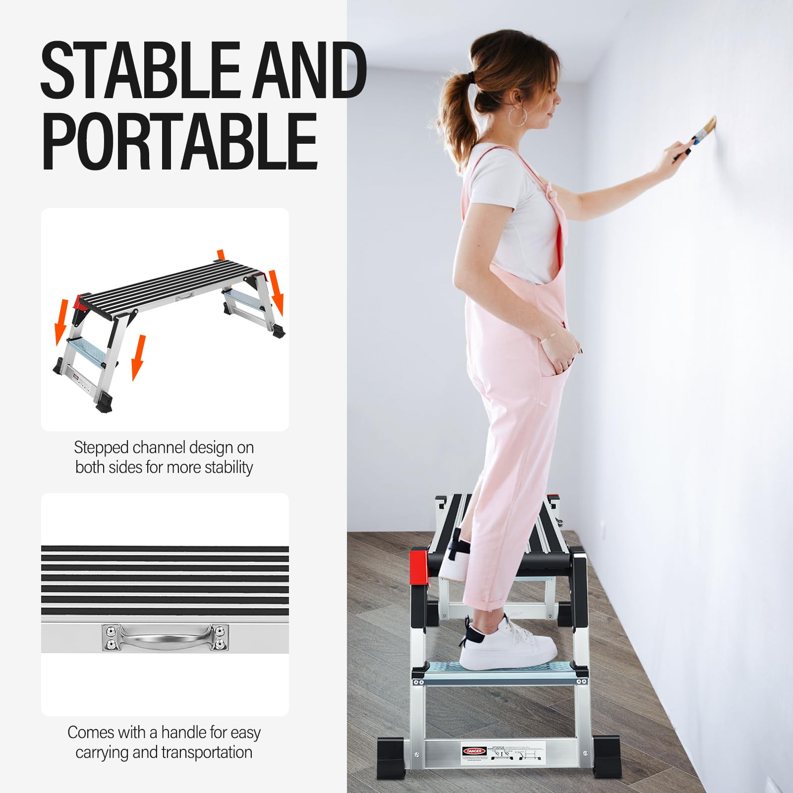 Snapklik.com : Aluminum Work Platform, 40"12"20" Step Stool Foldable ...