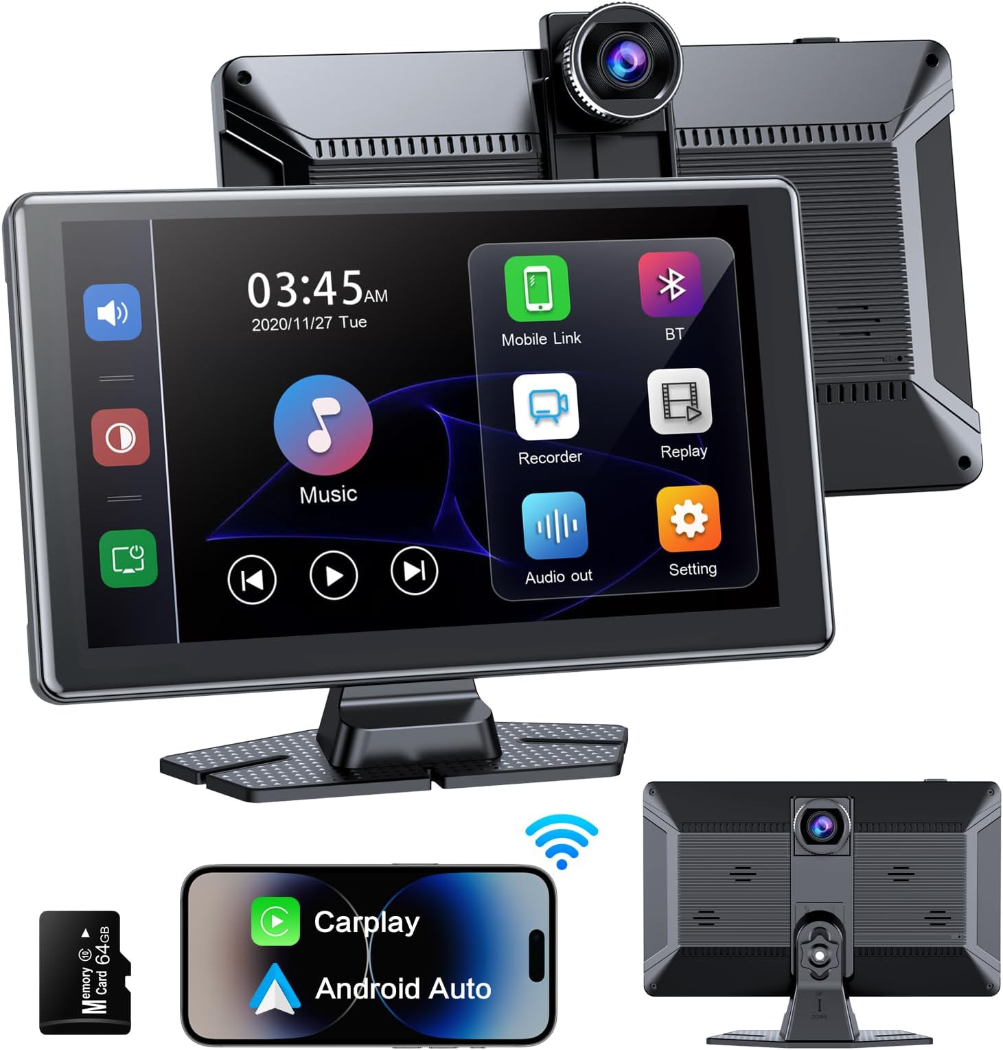 Amazon.com: Portable Wireless Carplay Screen, PBYRD 9" Touchscreen with ...
