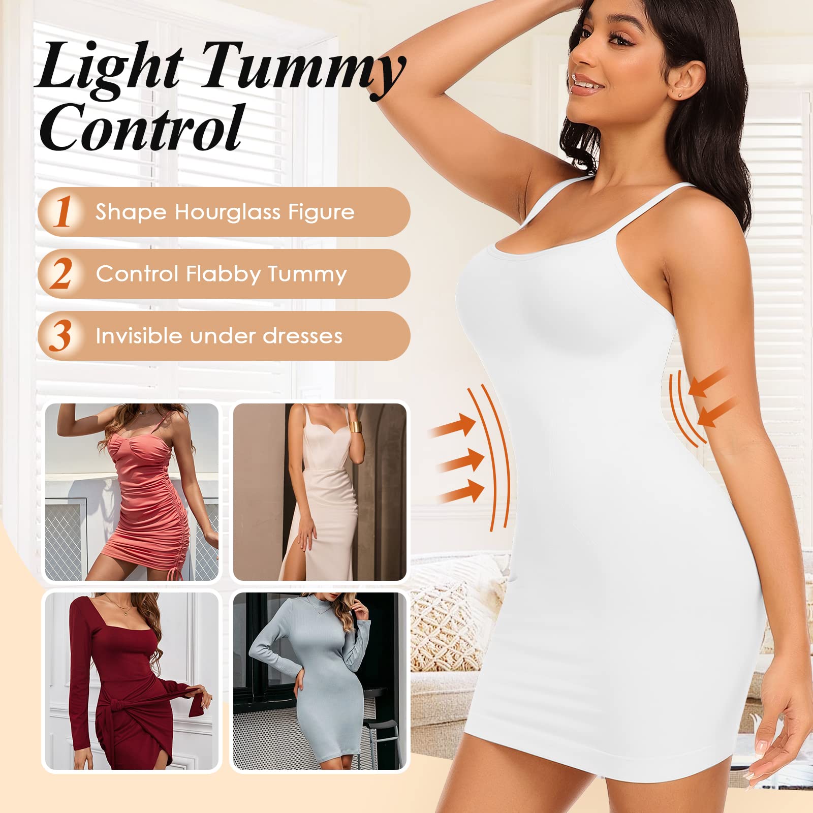Snapklik.com : Womens Shapewear Slips For Under Dresses Tummy Control ...