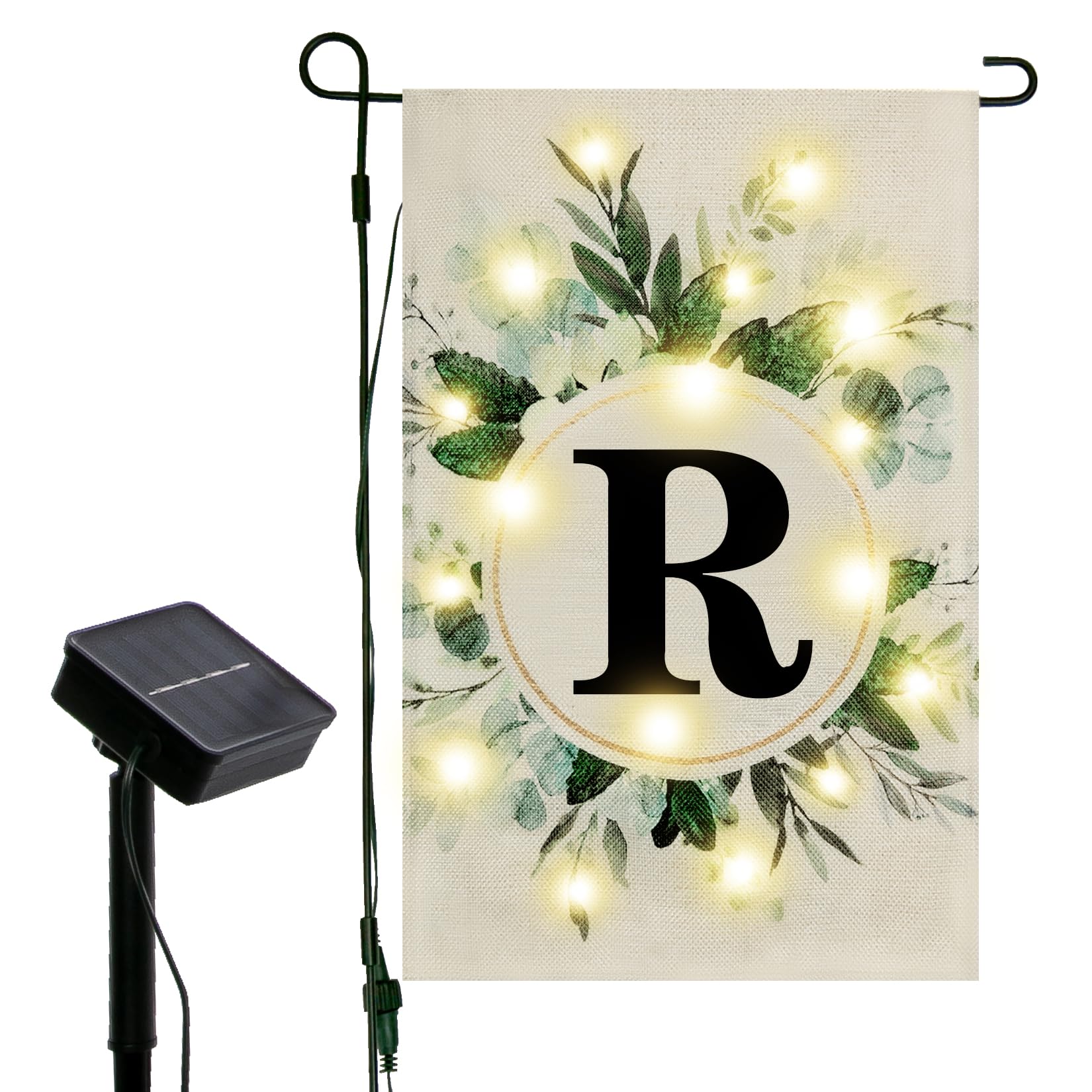 Amazon.com : New Upgraded Solar Lighted Garden Flag, Outdoor Waterproof ...