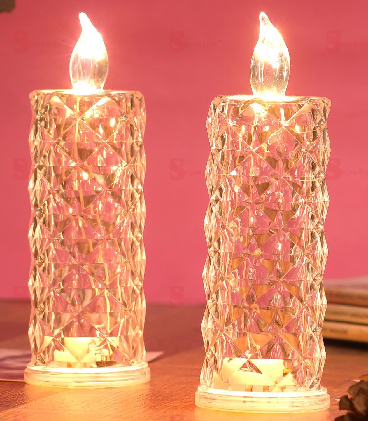 SATYAM KRAFT 2 Pcs Flameless and Smokeless Decorative Acrylic ...