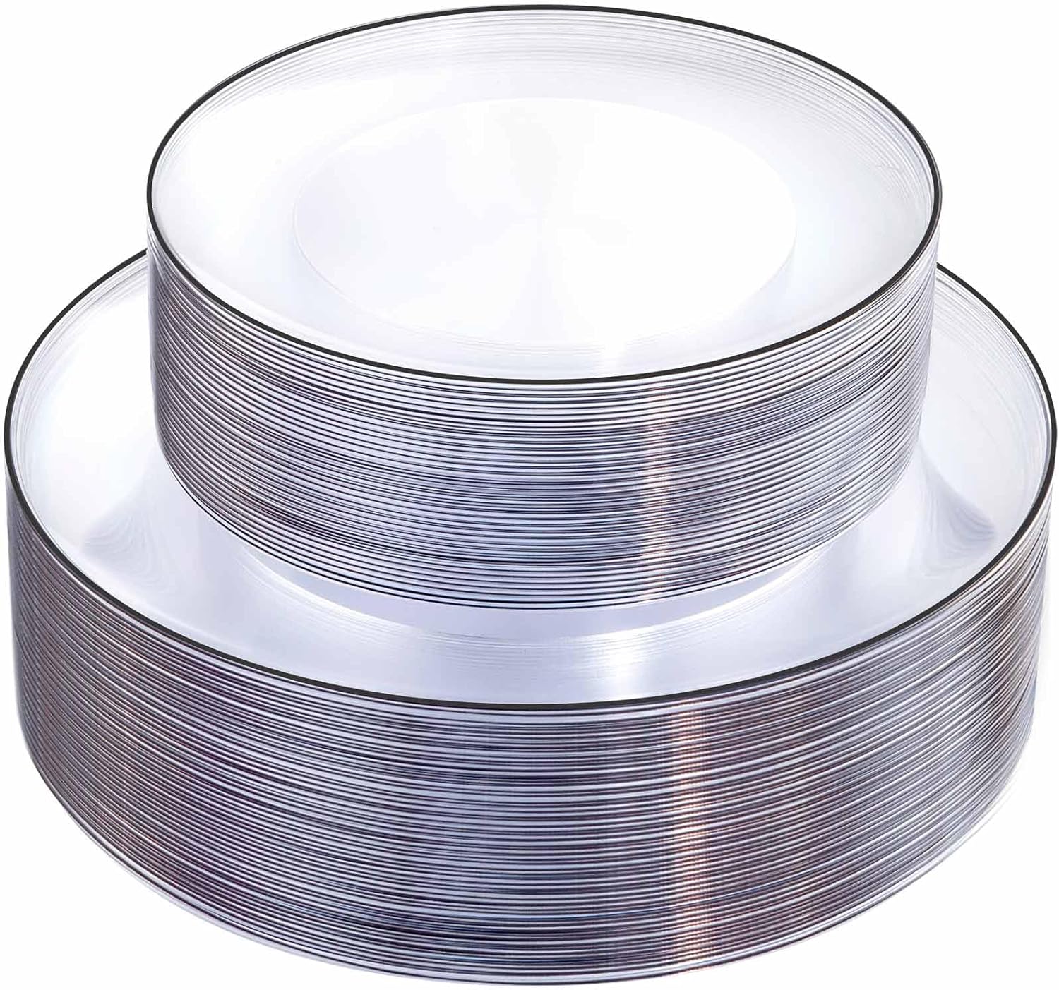 Amazon.com: I00000 100pcs Clear and Black Plastic Plates, Black ...