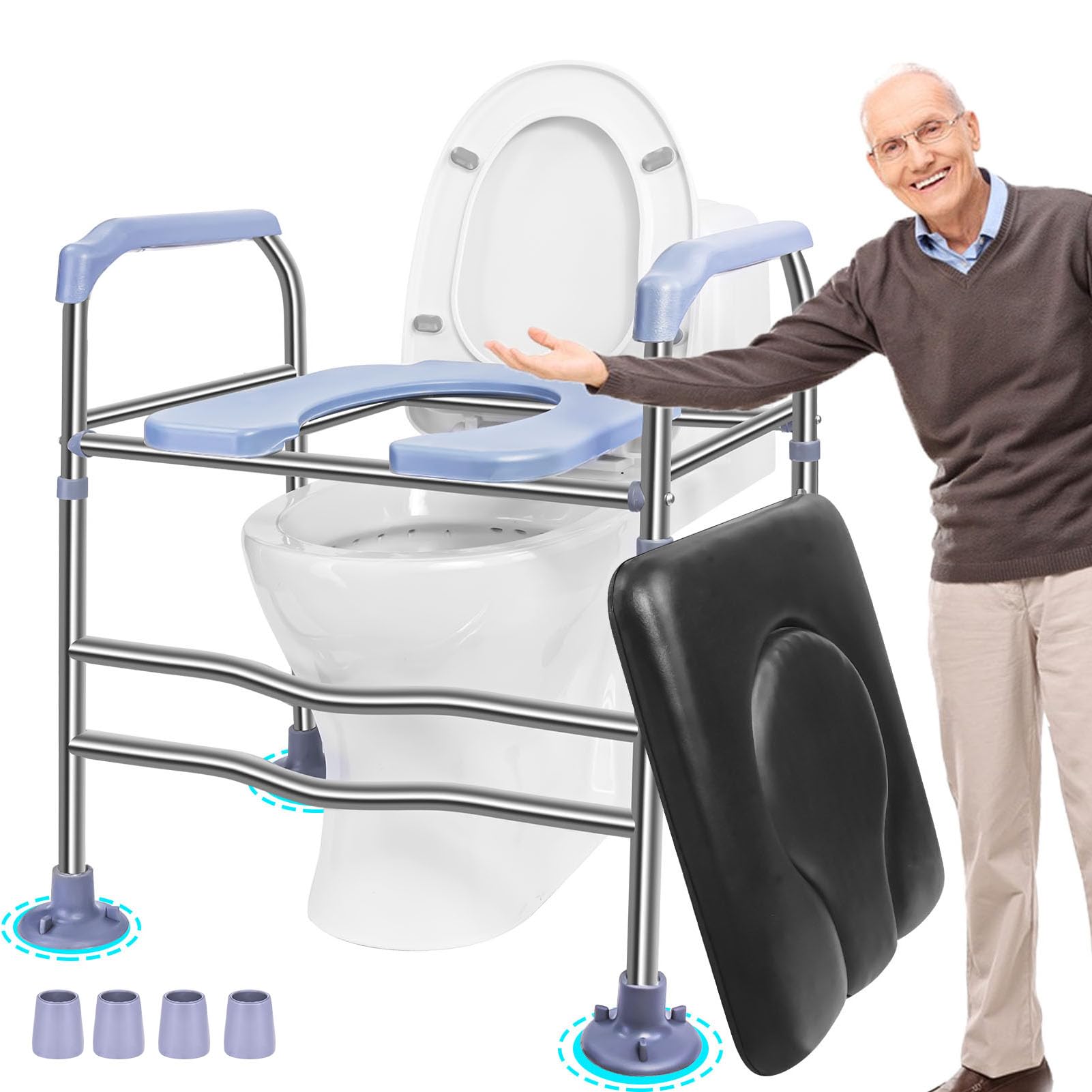 Toilet Seat Risers, 500IB Handicap Toilet Seat with Handles, 6 Height ...