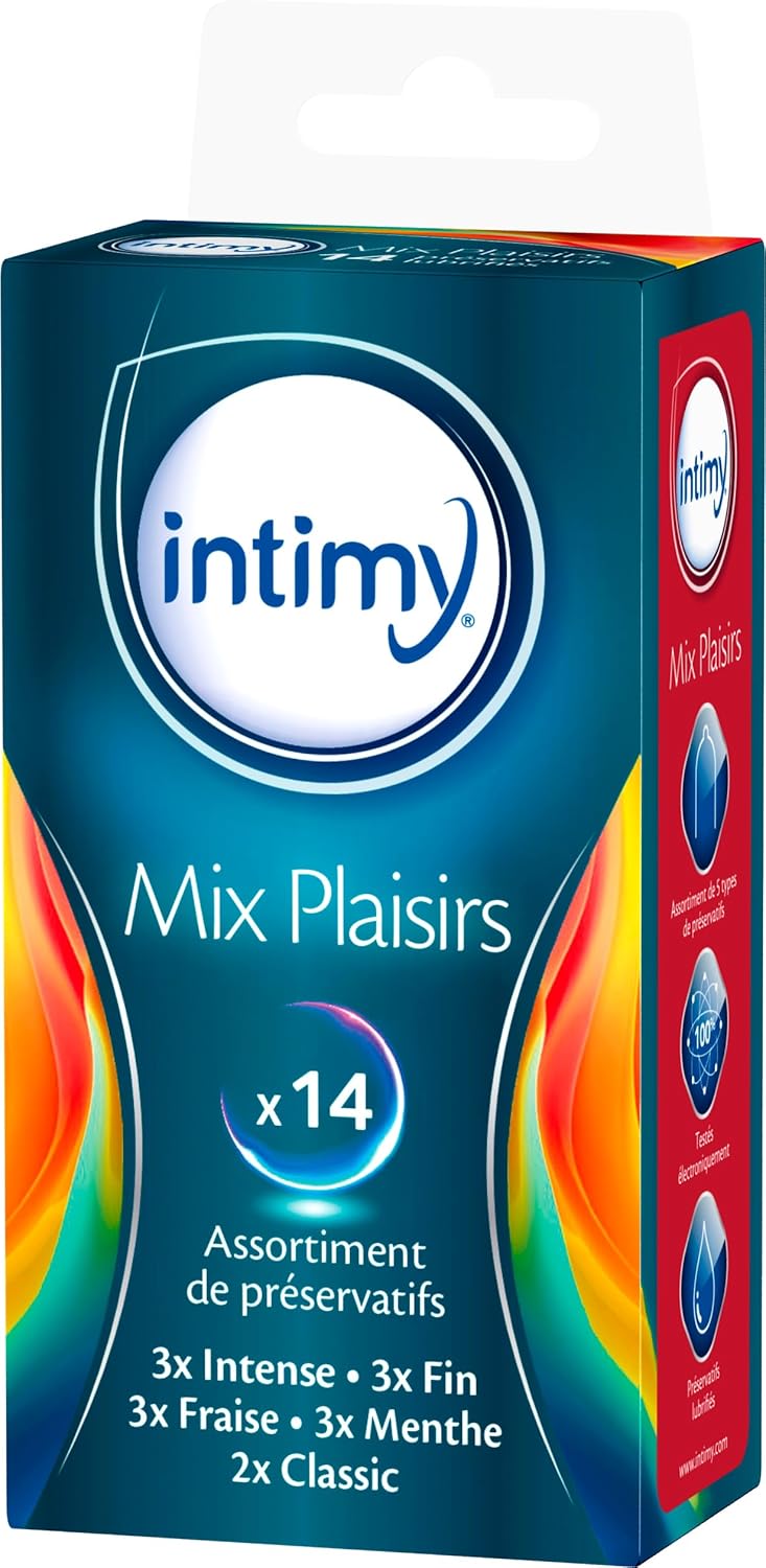 INTIMY - Mix Plaisirs - x14 - Assortiment de préservatifs lubrifiés - 5 ...