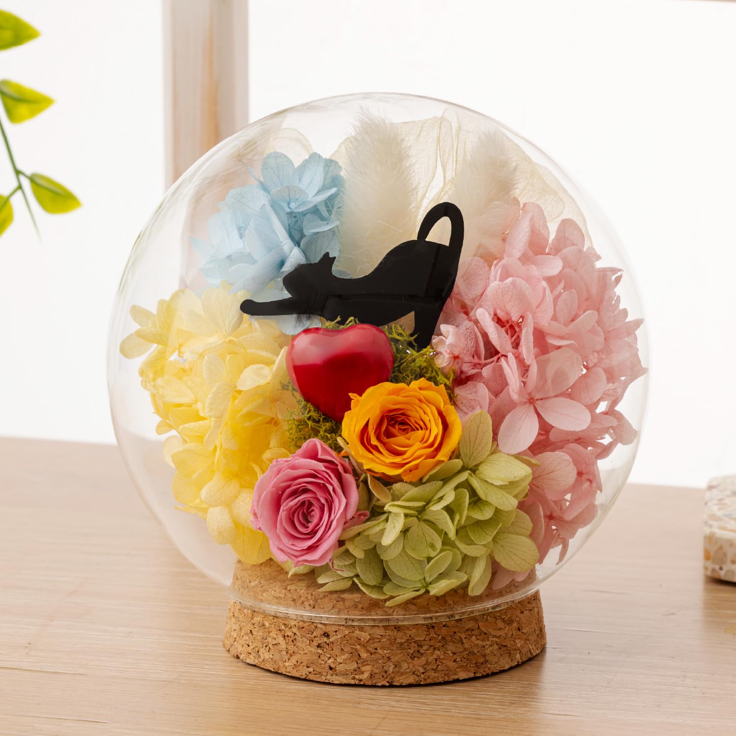 Amazon｜プリザーブドフラワー Ruplan（ルプラン）ガラスドーム 黒猫 ねこ インテリア雑貨 ｜ シャルル (ルナハピネス)｜プリザーブドフラワー オンライン通販