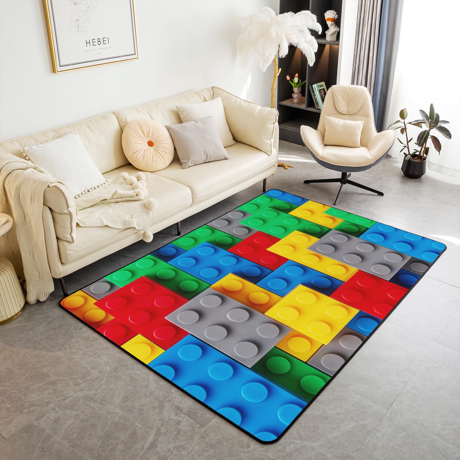 Amazon.com: Colorful Toy Area Rug 5x7, 3D Building Blocks Pattern Rug ...