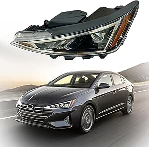 Amazon.com: CZDONGY Headlight Assembly Compatible with 2019 2020 Hyundai Elantra w/Bulbs Halogen ...