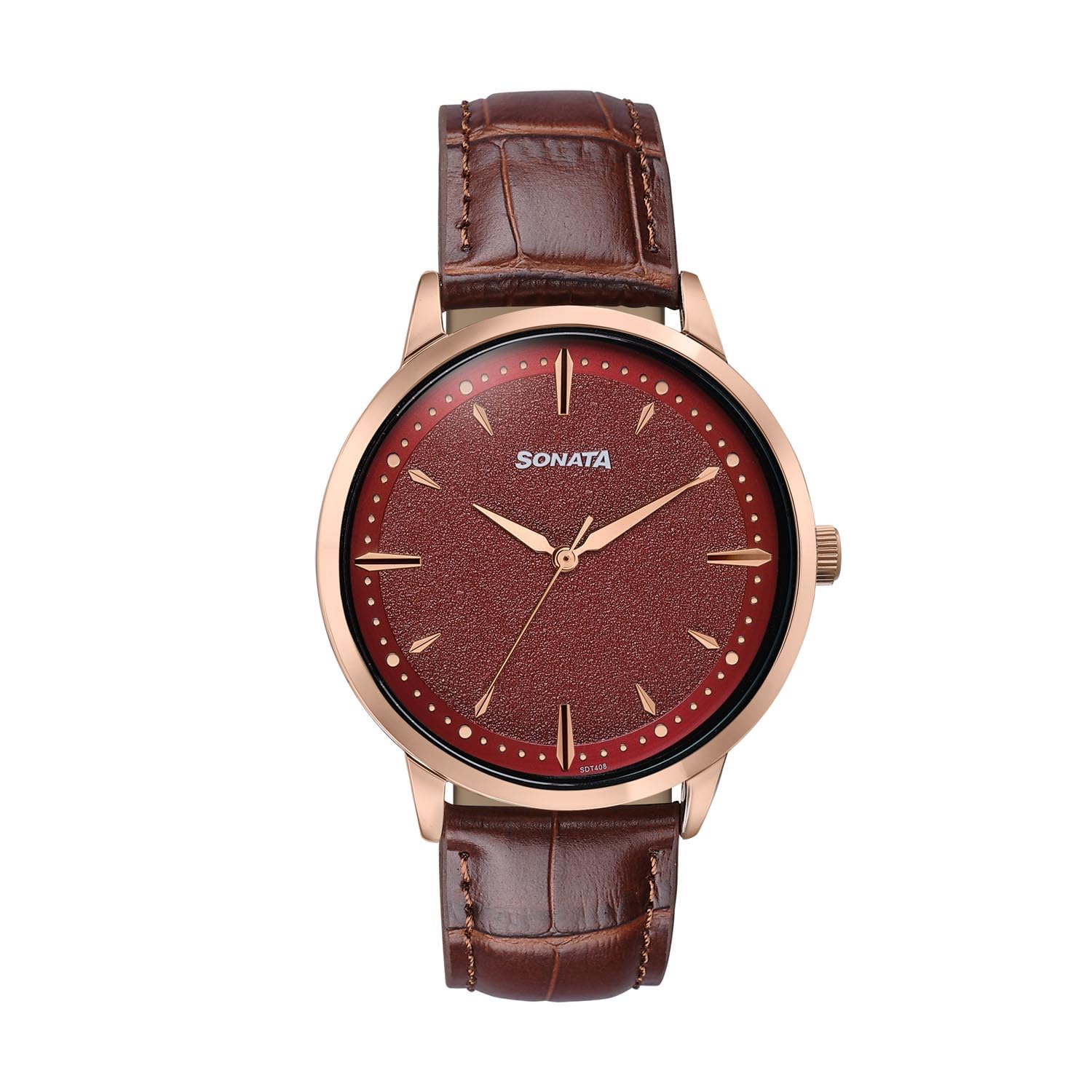 Buy Sonata Jashn with Quartz Analog Red Dial Brown Leather Strap Men's ...