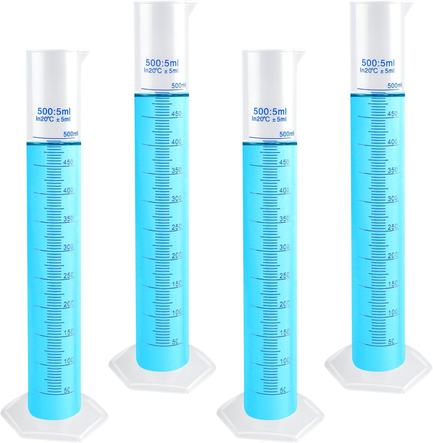 Amazon.com: Akamino 4 Packs 500ml Plastic Graduated Cylinder,Transparent Measuring Cylinder Set ...