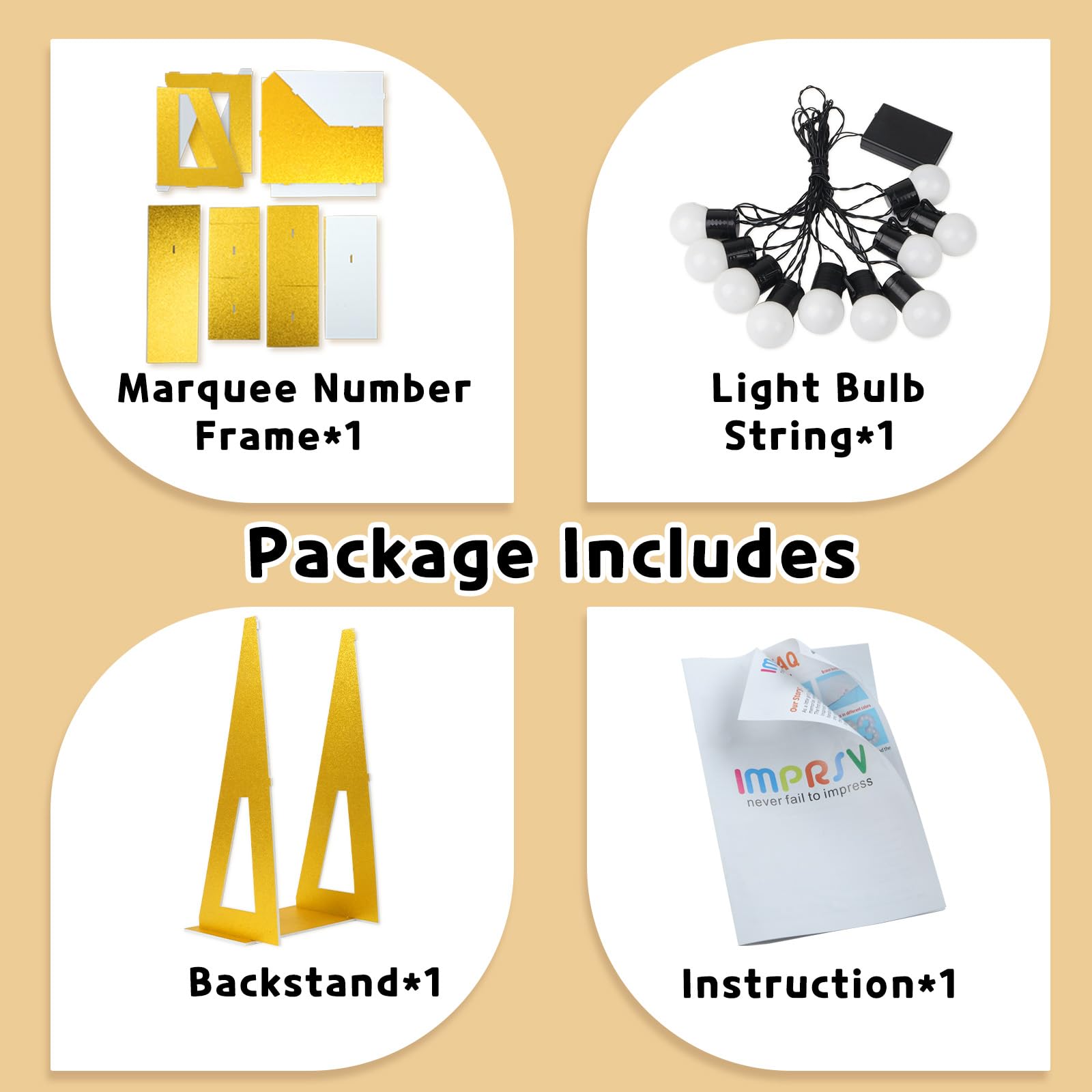 Snapklik.com : Imprsv Gold Light Up Numbers,3FT Marquee Numbers For ...