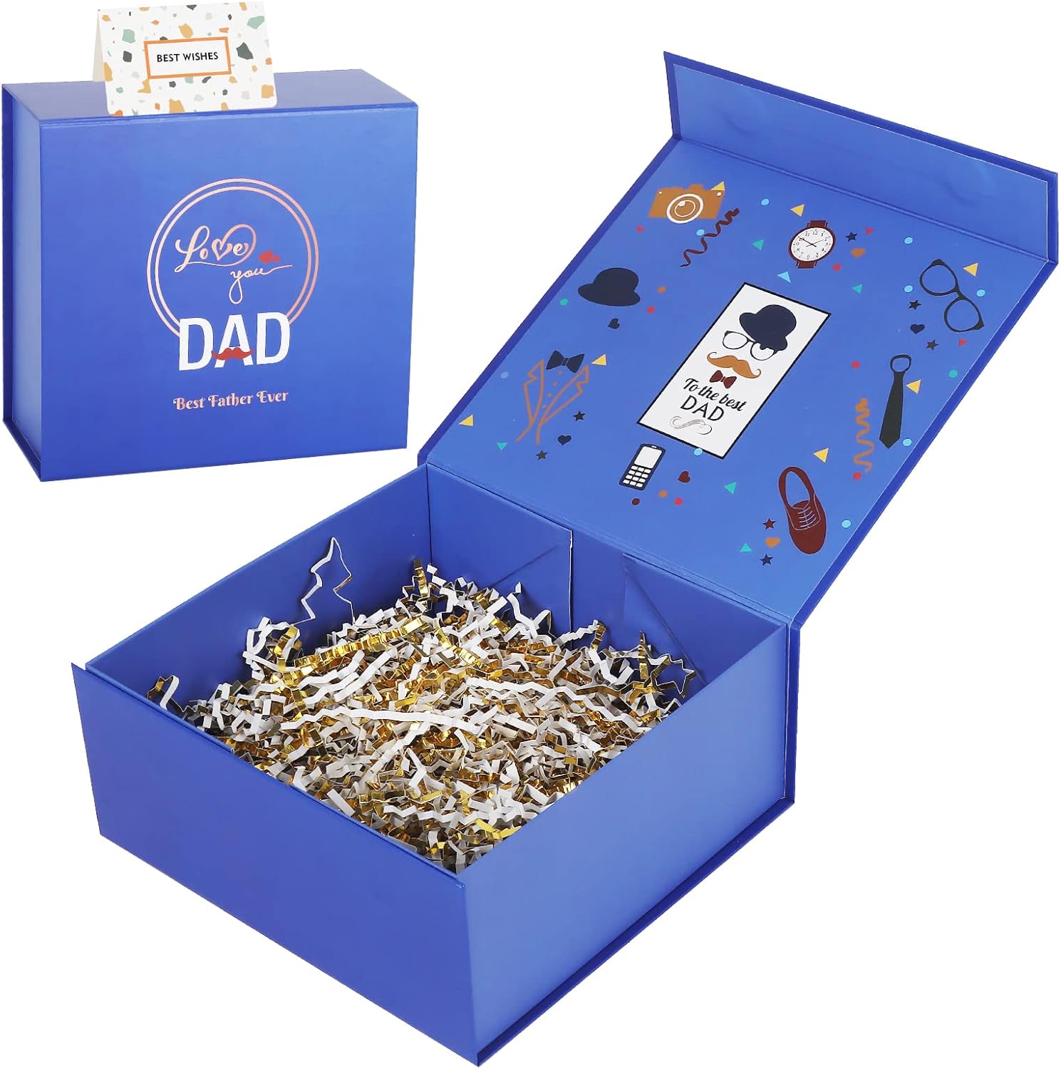 Amazon.com: CHARMGIFTBOX Love You Dad Blue Gift Box with Magnetic ...
