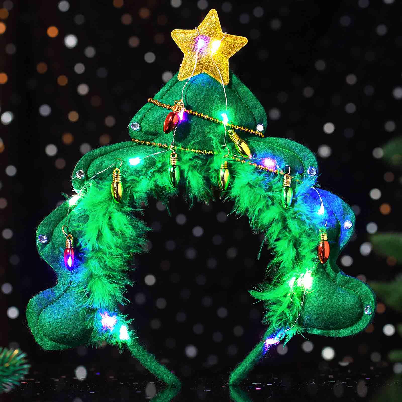 Amazon.com: Olbye Light Up Christmas Headbands LED Christmas Tree ...